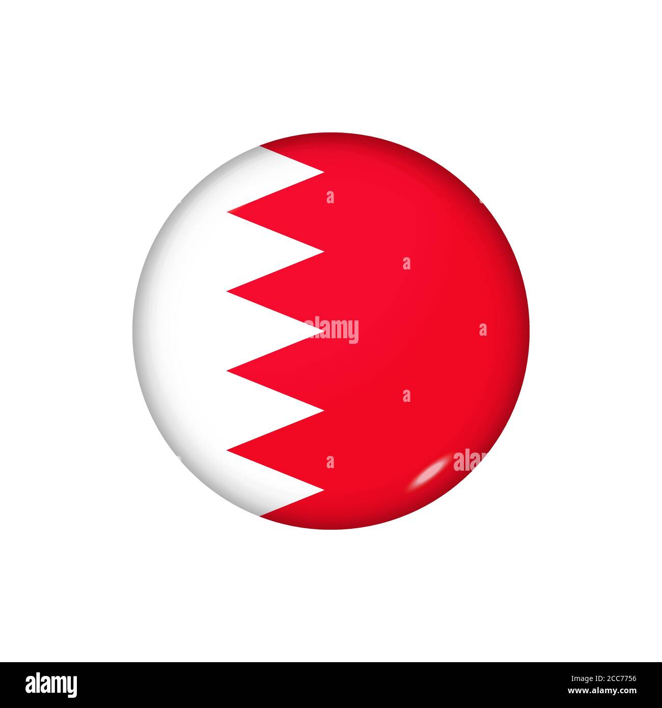 Round flag of Bahrain. Vector illustration. Button, icon, glossy badge ...