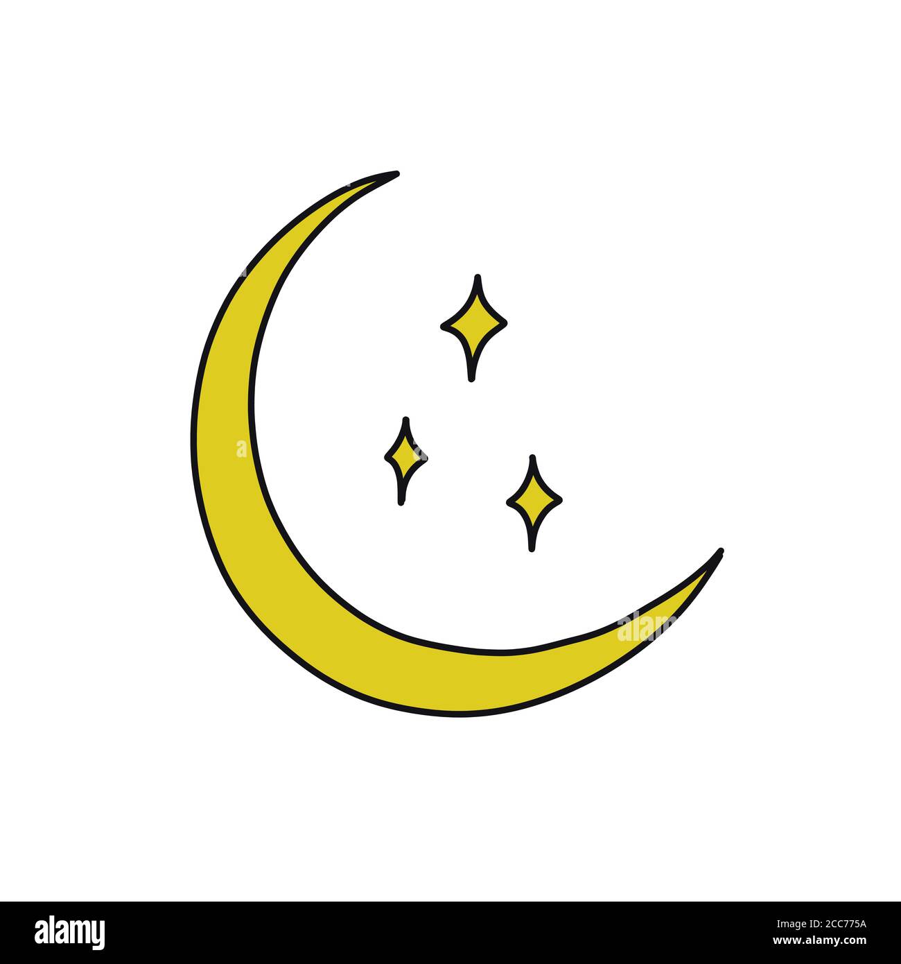 moon and stars doodle icon, vector illustration Stock Vector Image ...