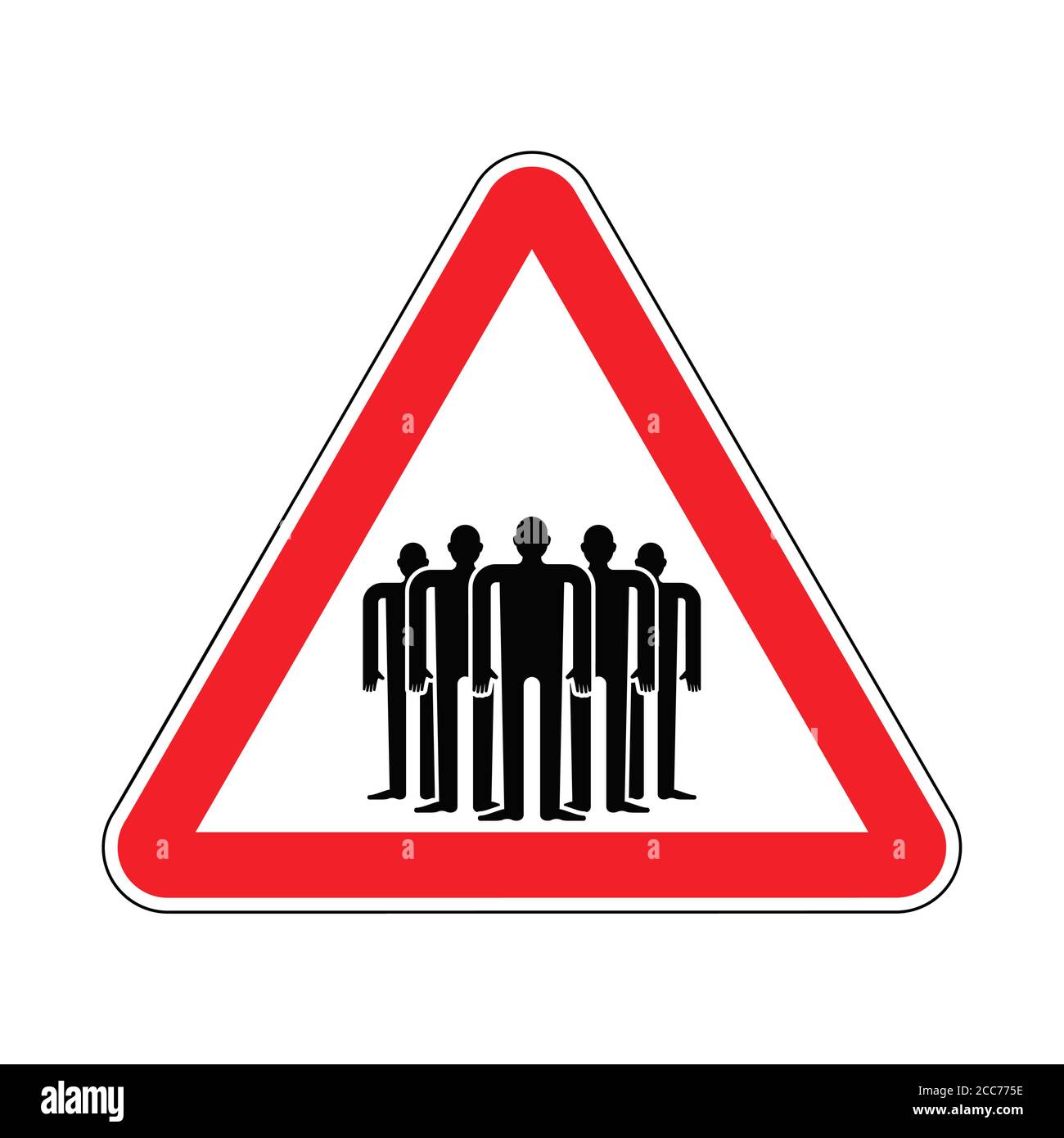 Attention Crowd. Forbidden sign for quarantine COVID-19. Caution crowd ...