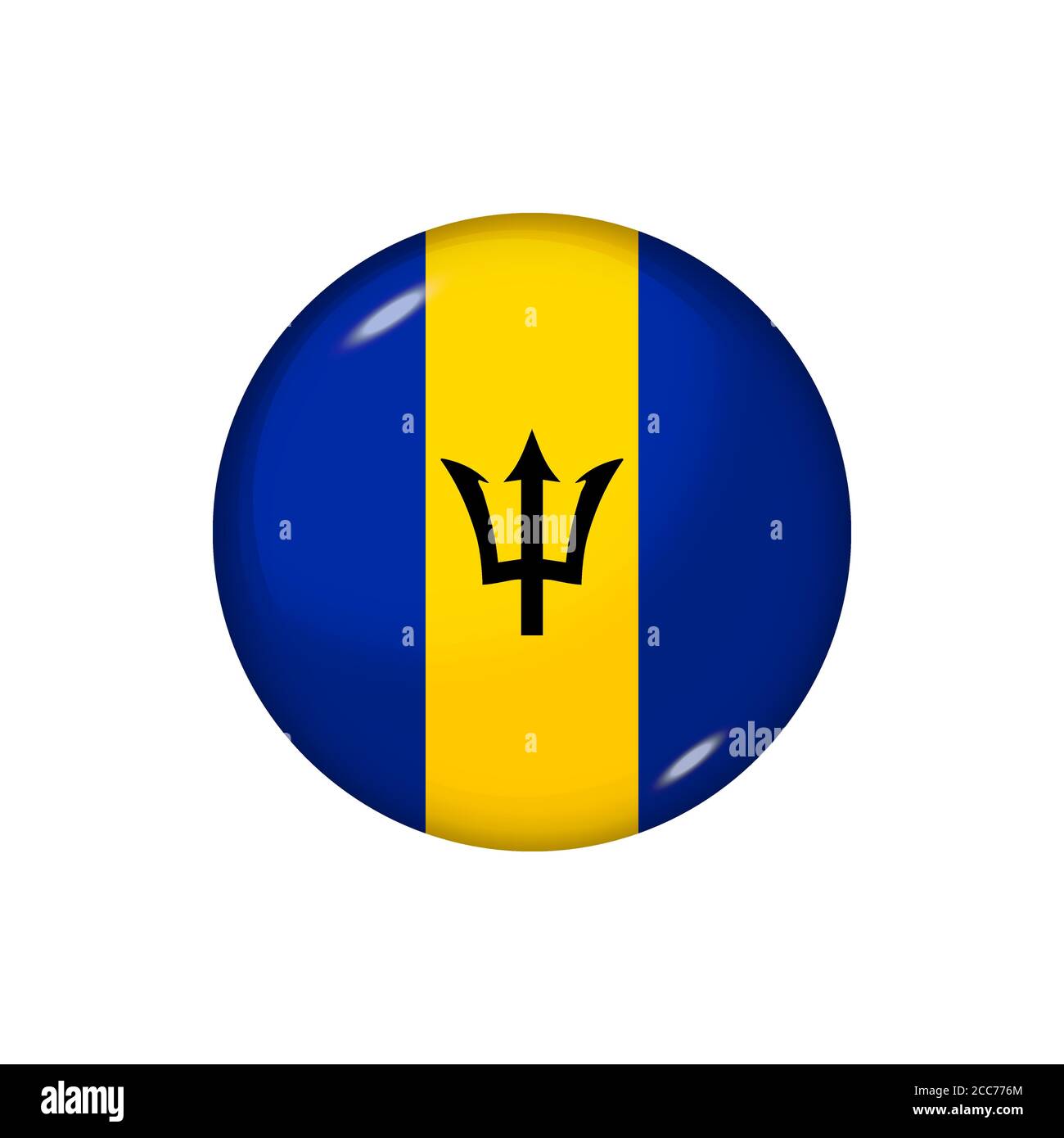 Round flag of Barbados. Vector illustration. Button, icon, glossy badge ...
