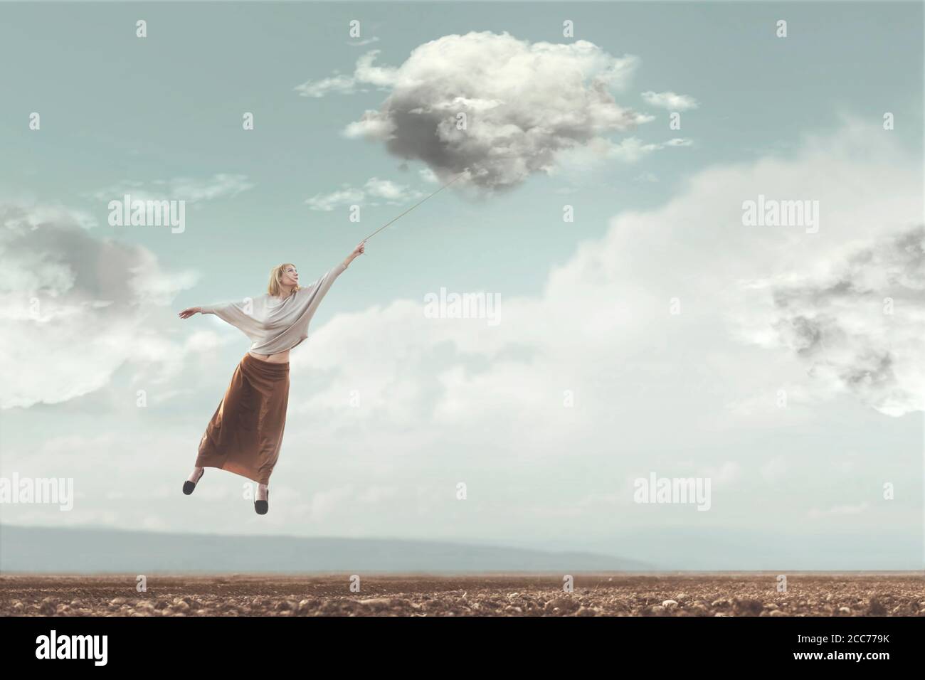 Girl Flying In The Sky