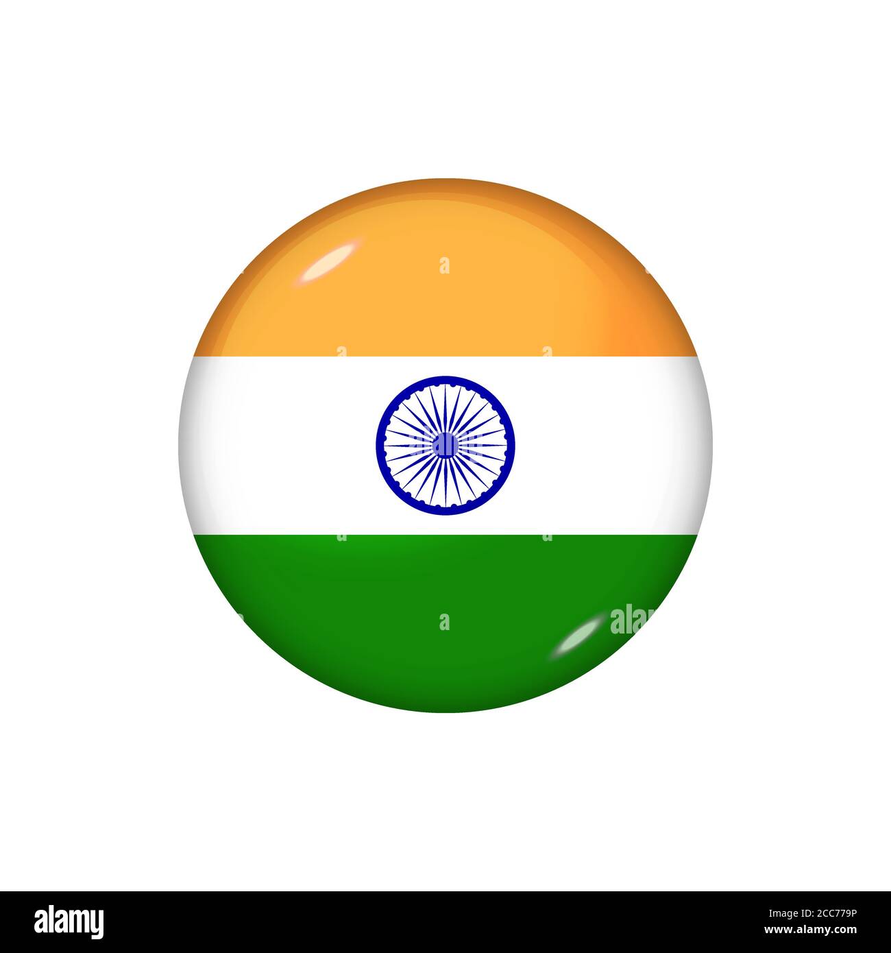 Round flag of India. Vector illustration. Button, icon, glossy badge ...
