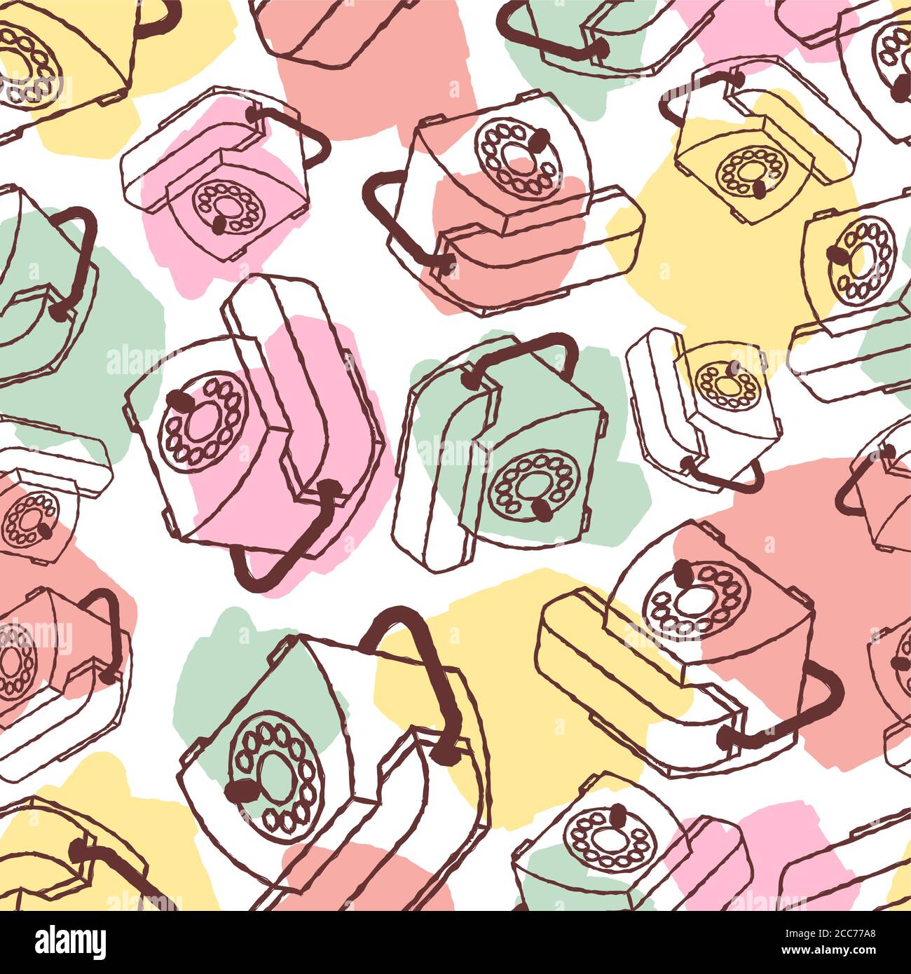 Retro phone pattern seamless. telephone with receiver background ...