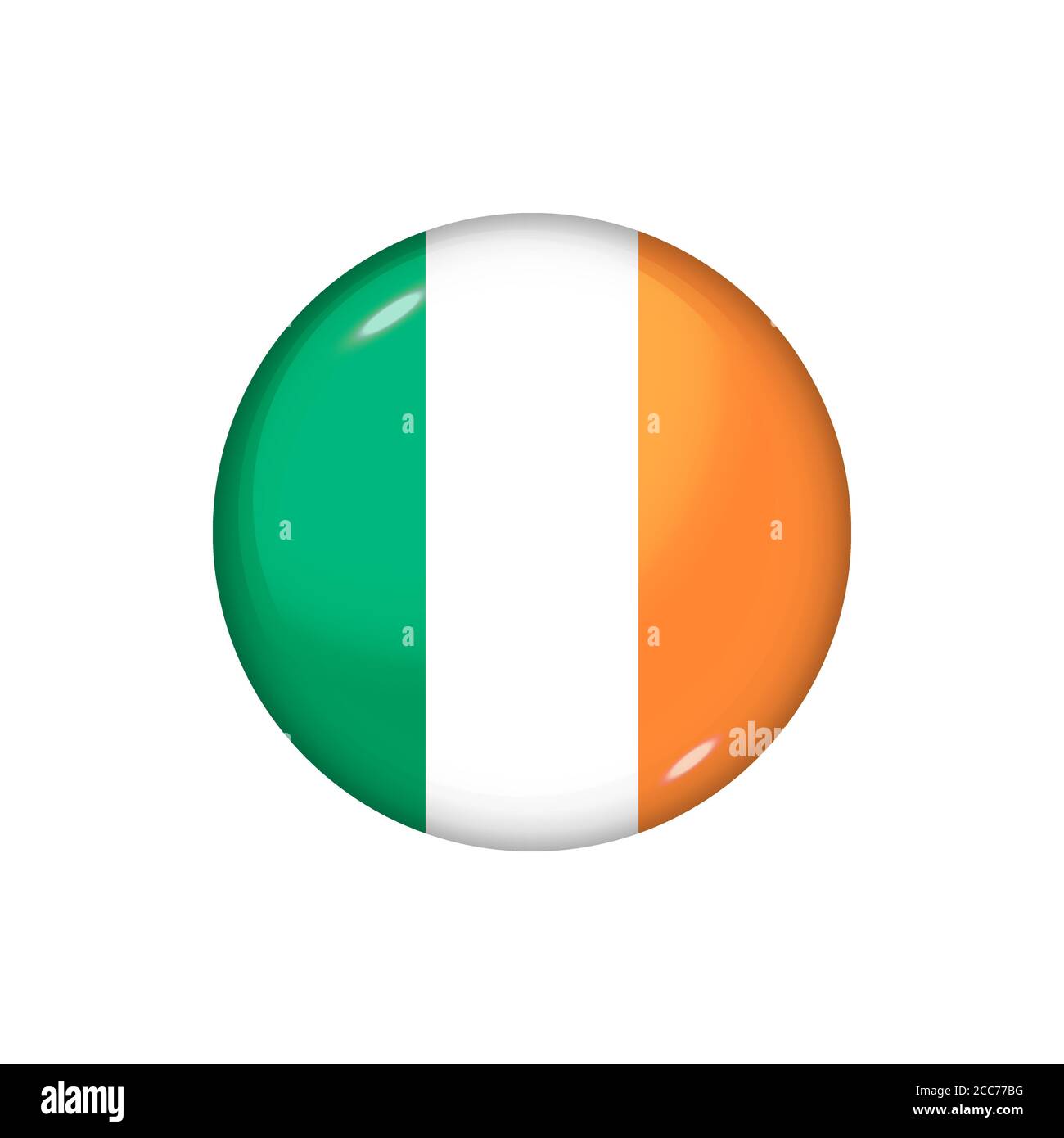 Round flag of Ireland. Vector illustration. Button, icon, glossy badge ...