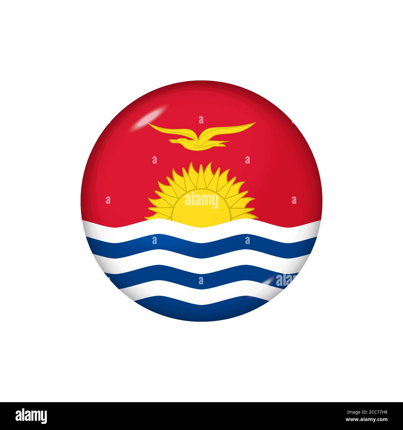 Round flag of Kiribati. Vector illustration. Button, icon, glossy badge ...