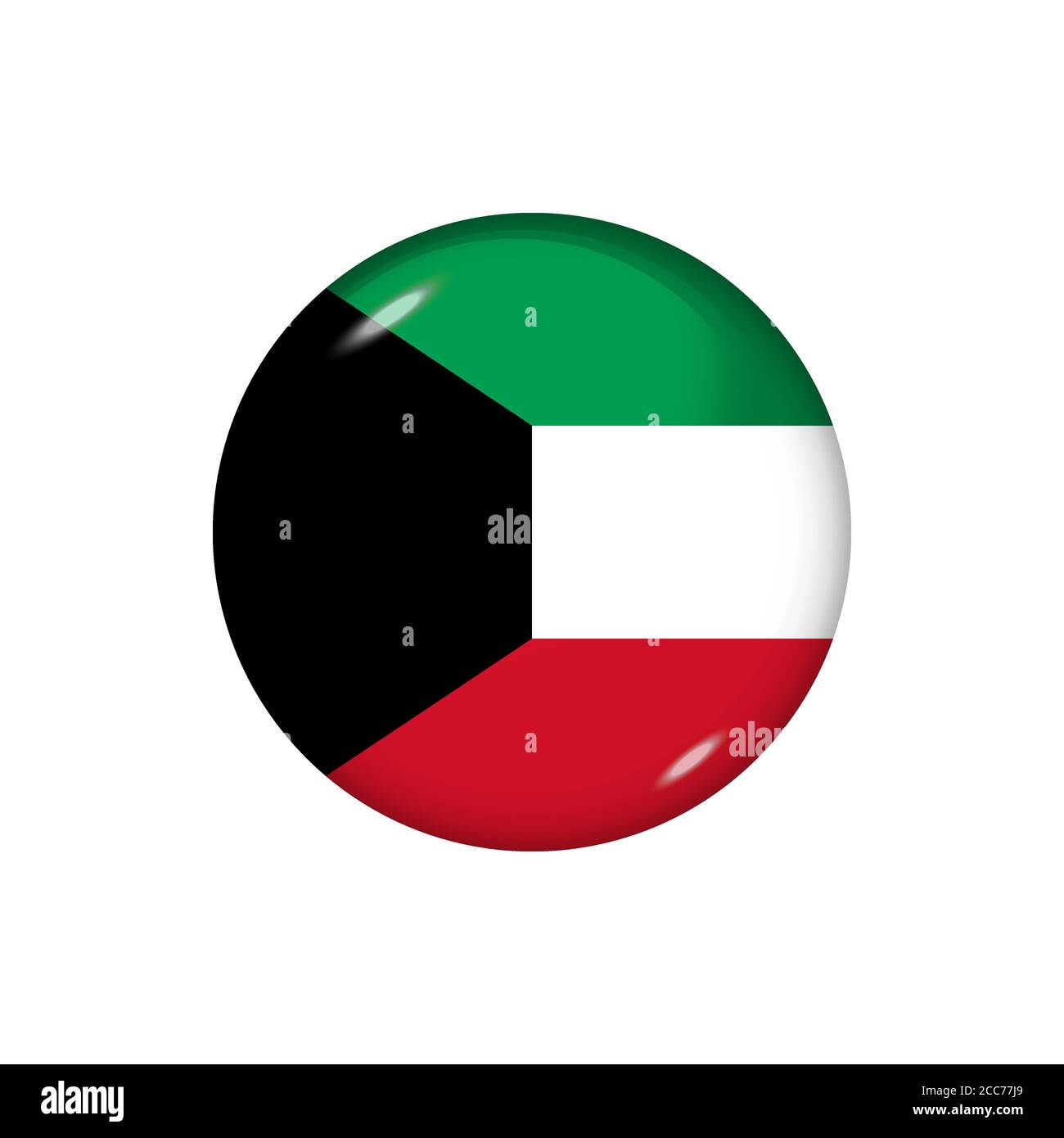 Round flag of Kuwait. Vector illustration. Button, icon, glossy badge ...