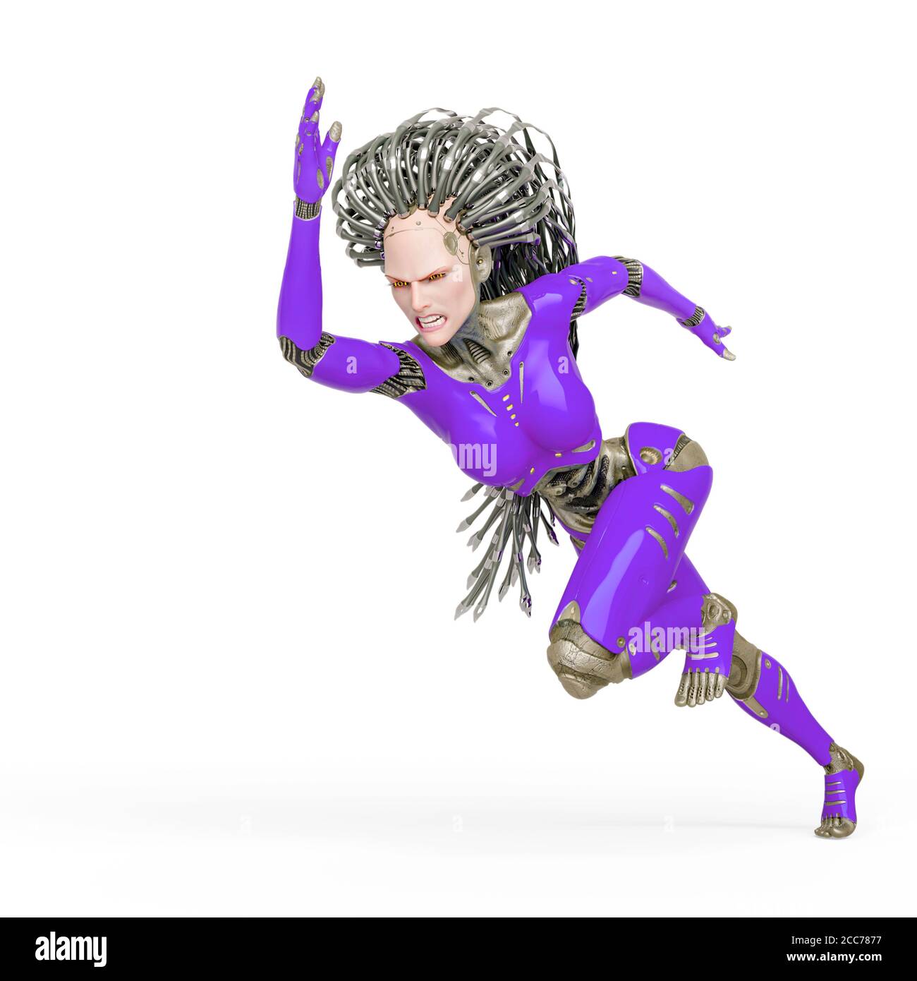 super cyborg is running fast, 3d illustration Stock Photo - Alamy