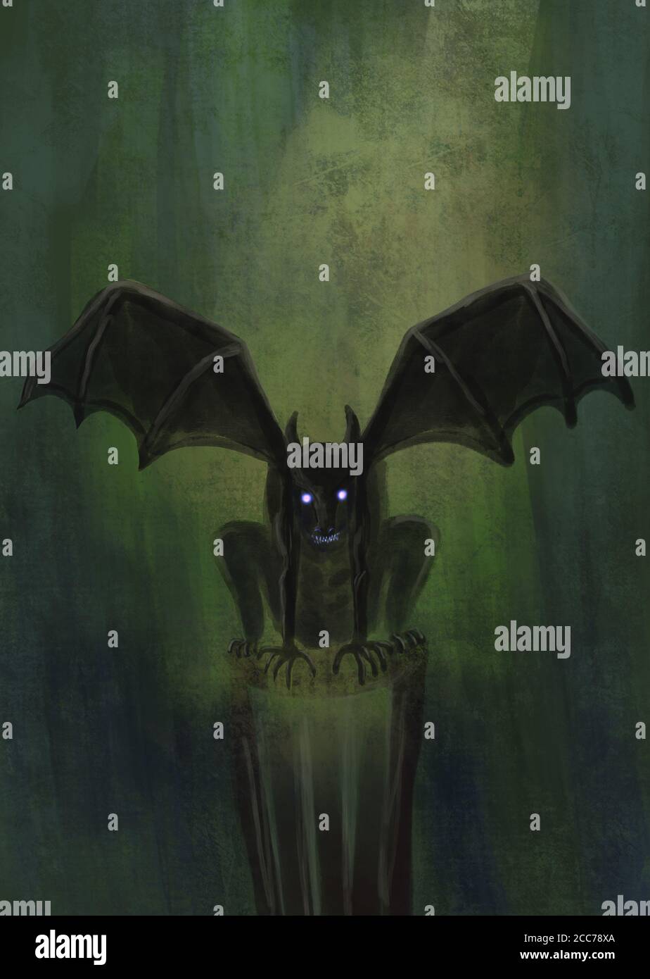 Illustration of a creepy gargoyle monster Stock Photo - Alamy