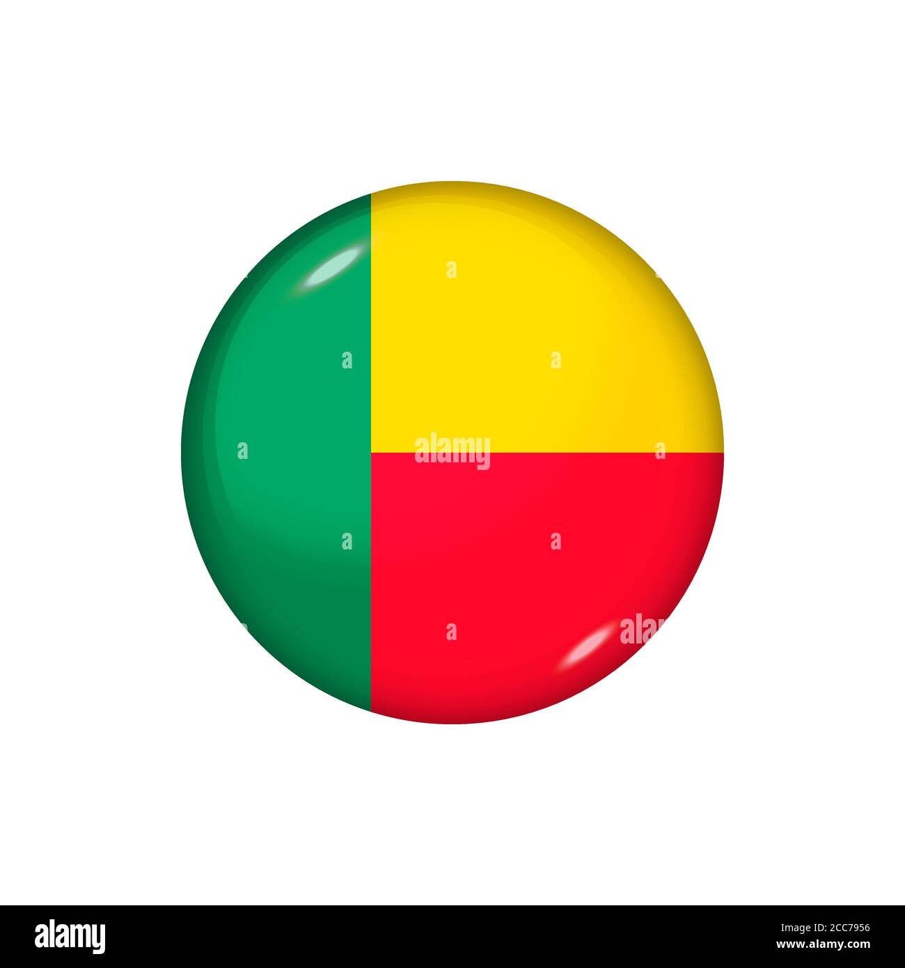 Round flag of Benin. Vector illustration. Button, icon, glossy badge Stock Vector Image & Art ...