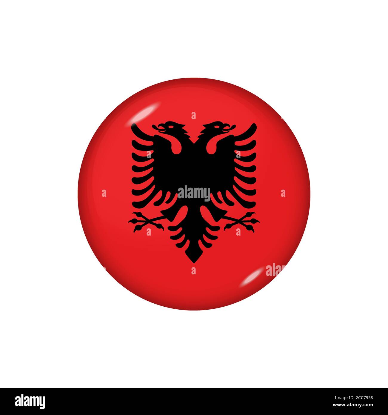 Round flag of Albania. Vector illustration. Button, icon, glossy badge ...