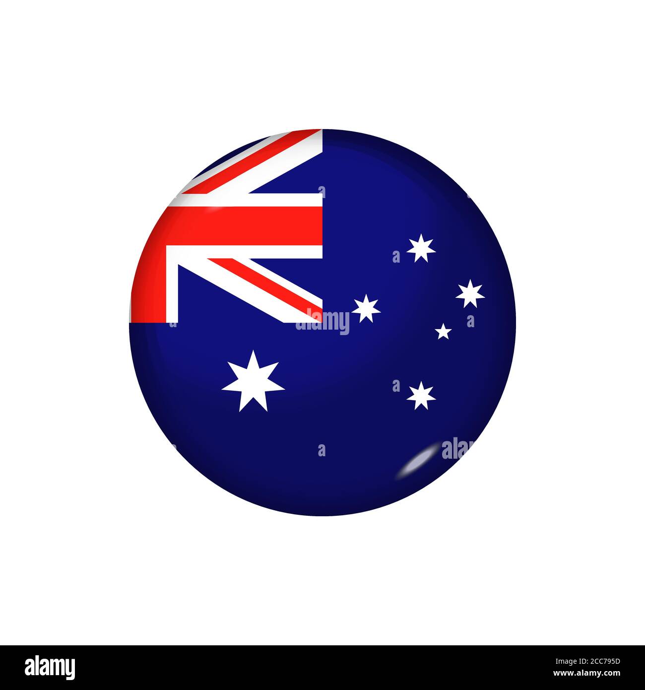 Round flag of Australia. Vector illustration. Button, icon, glossy ...