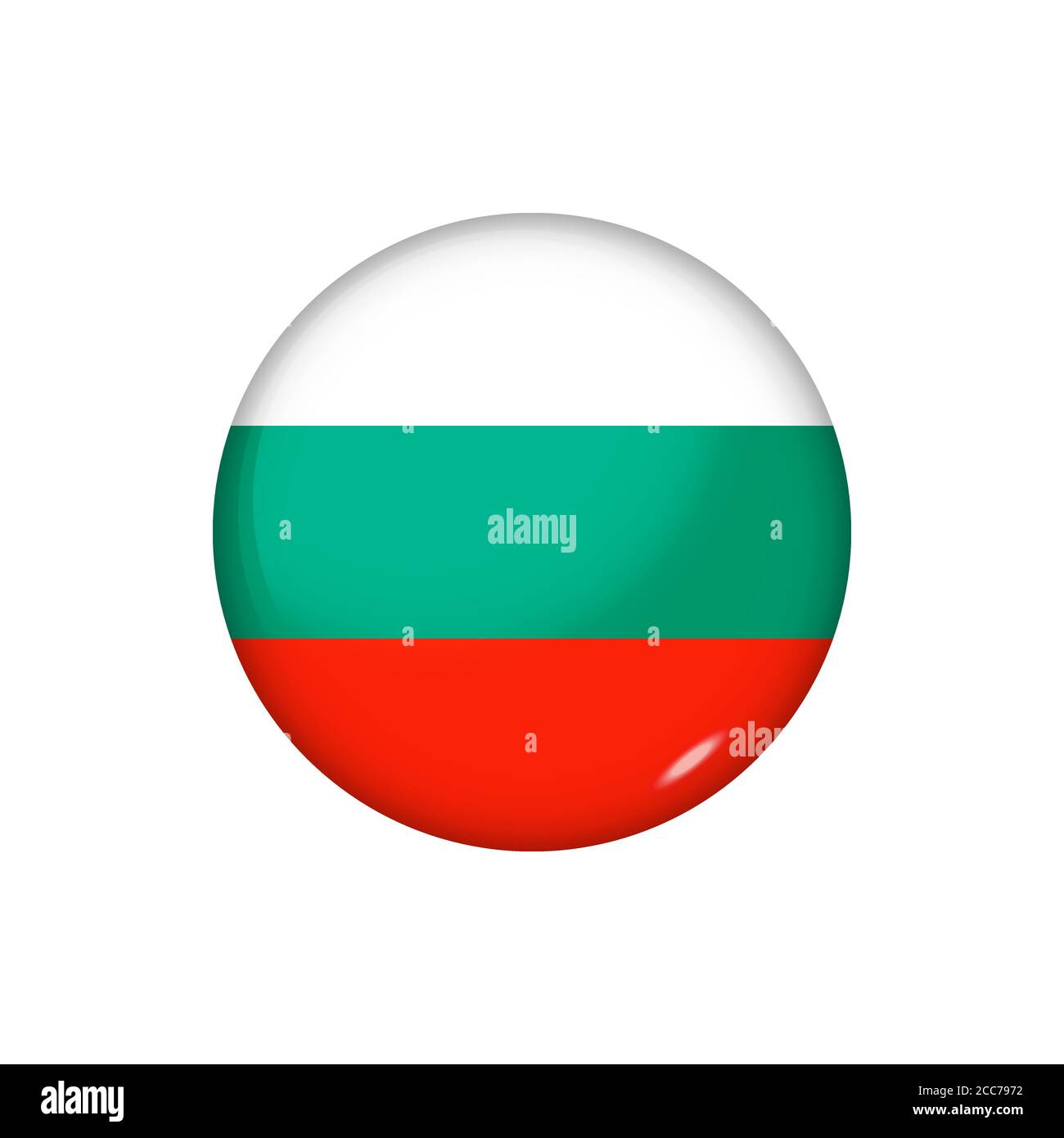 Round flag of Bulgaria. Vector illustration. Button, icon, glossy badge ...