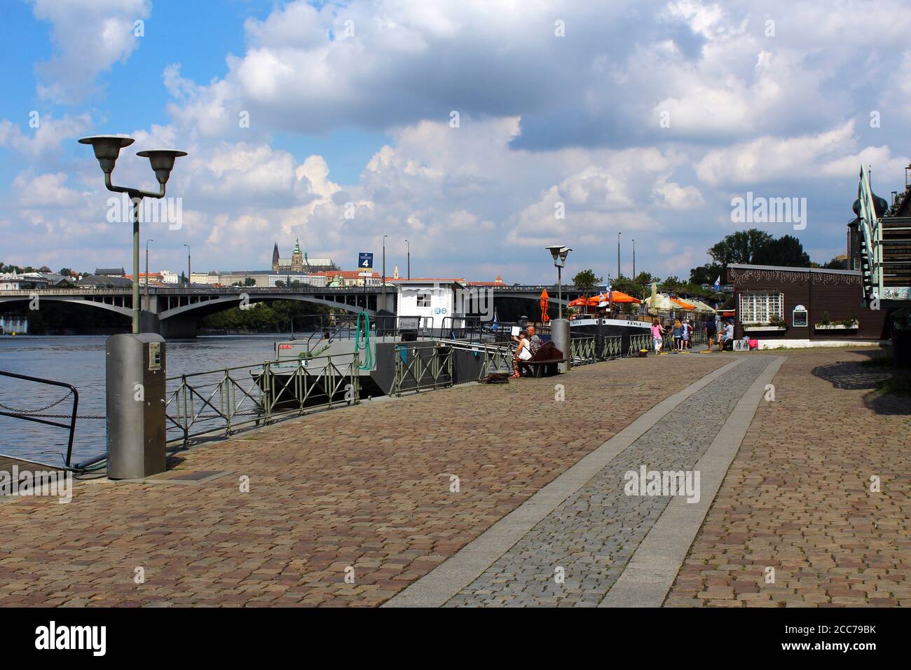 Historical Vltava steamboat in Vltava River in Prague, Czech Republic ...