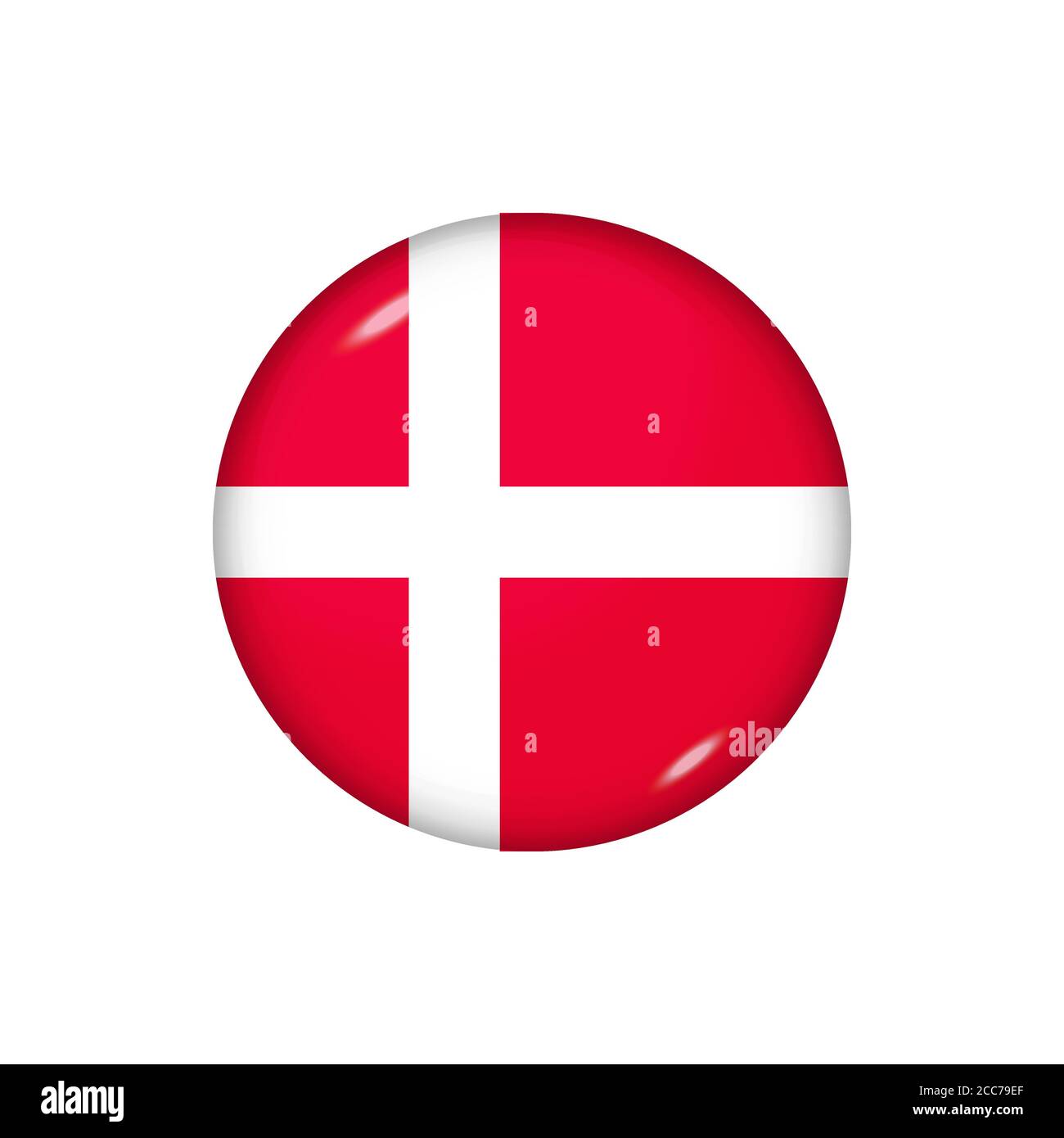 Round flag of Denmark. Vector illustration. Button, icon, glossy badge Stock Vector Image & Art ...