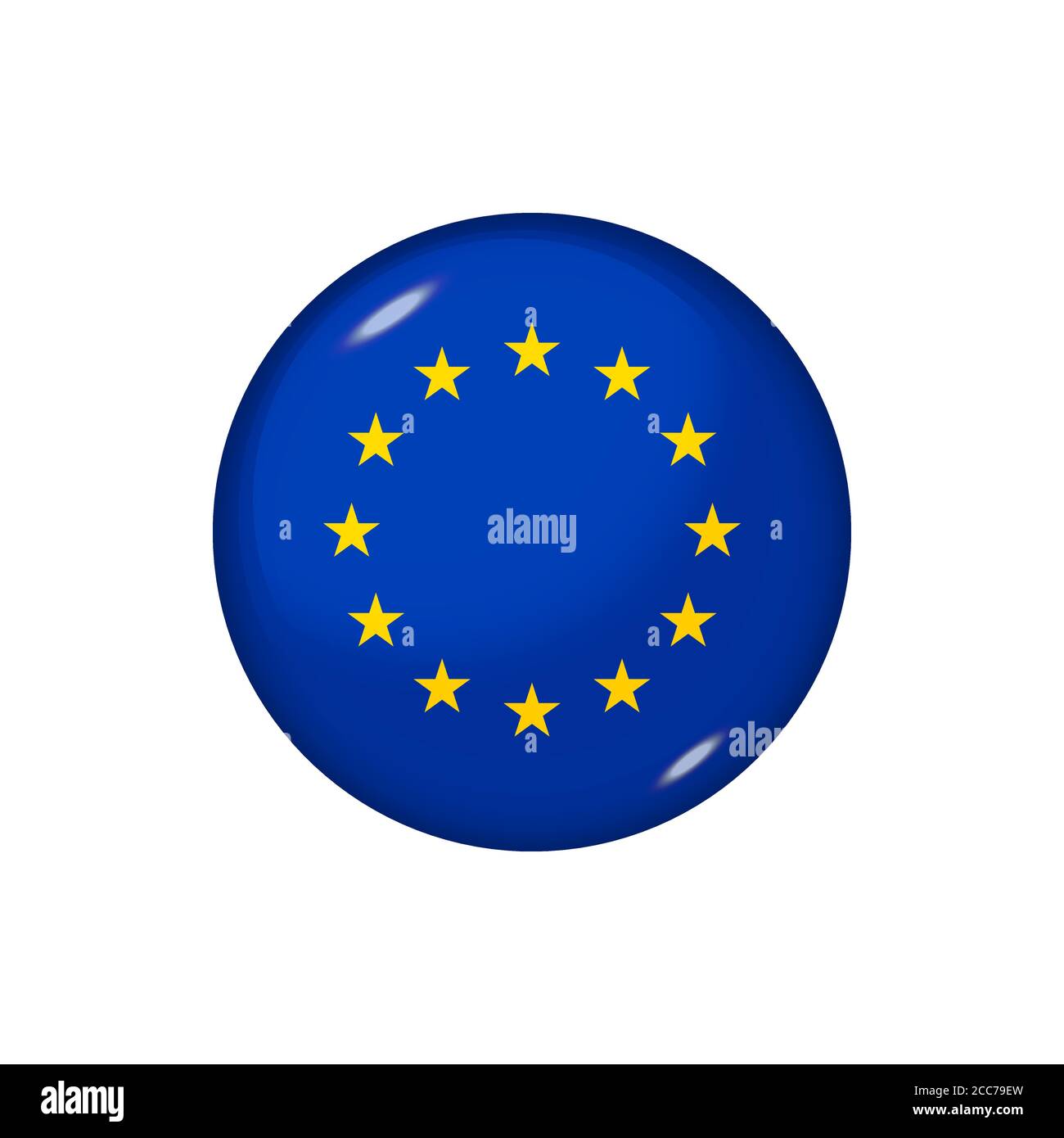 Icon flag of European Union. Round glossy flag. Vector illustration ...