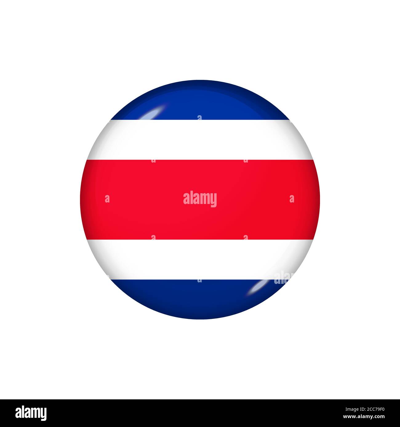 Round flag of Costa Rica. Vector illustration. Button, icon, glossy ...