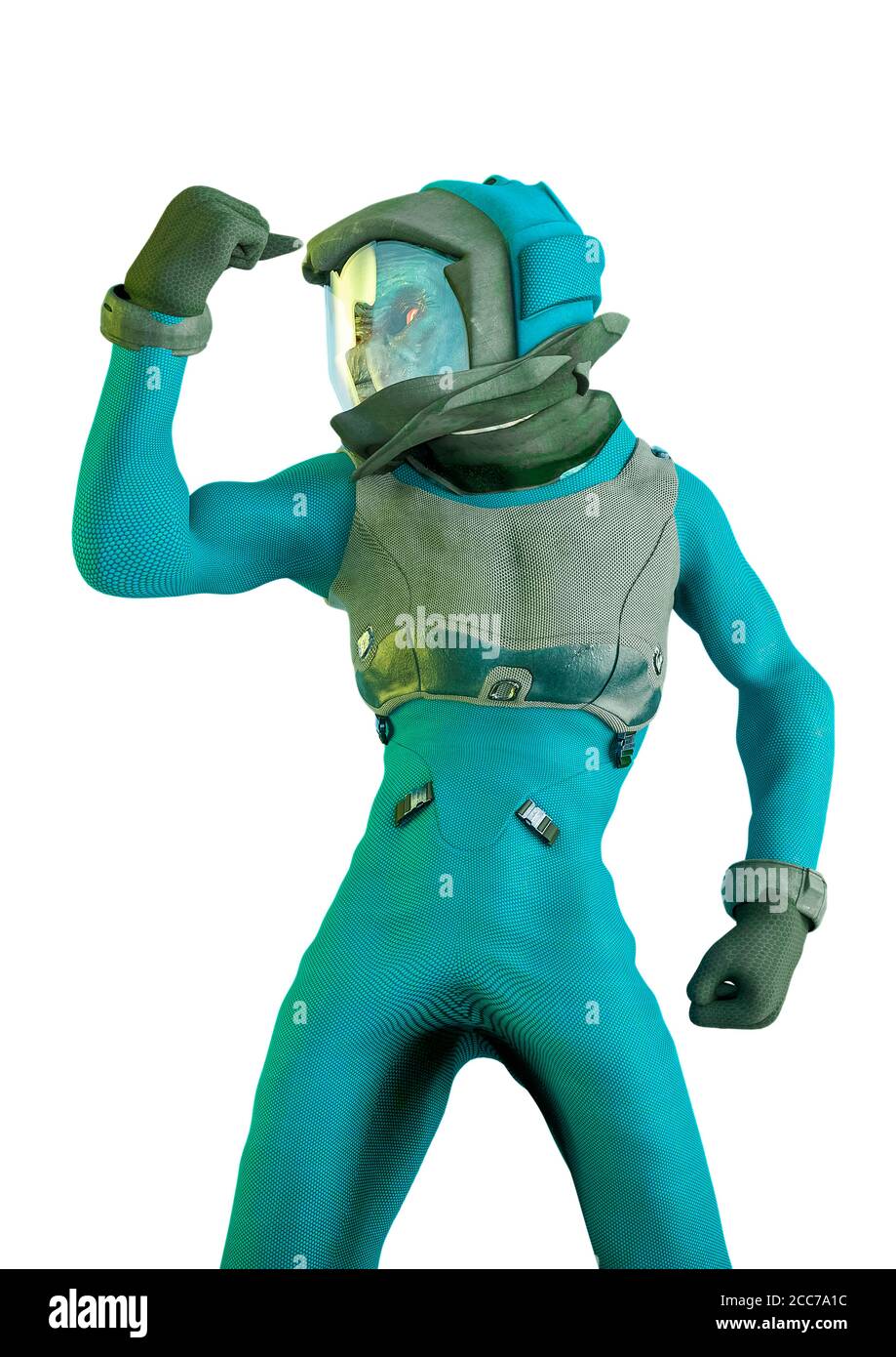 reptoid astronaut is ready in white background, 3d illustration Stock ...