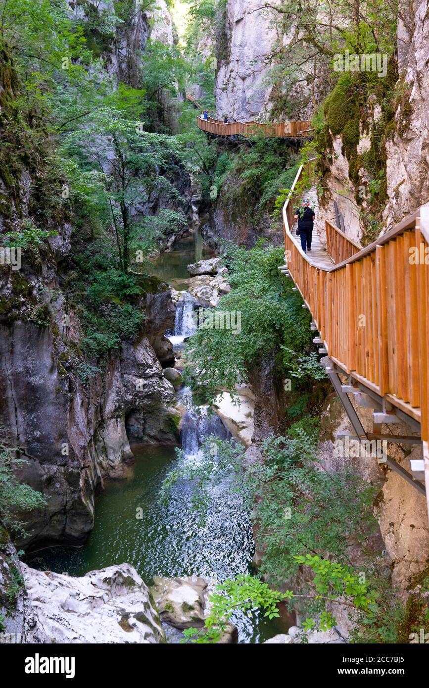 People walking path to and enjoy Horma Canyon in Kure Mountains ...