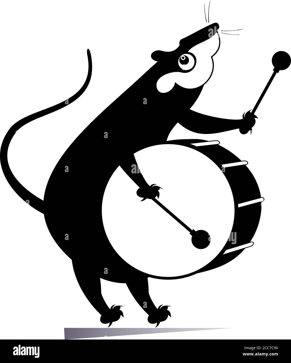 Funny rat or mouse a drummer isolated illustration. Cartoon rat or ...