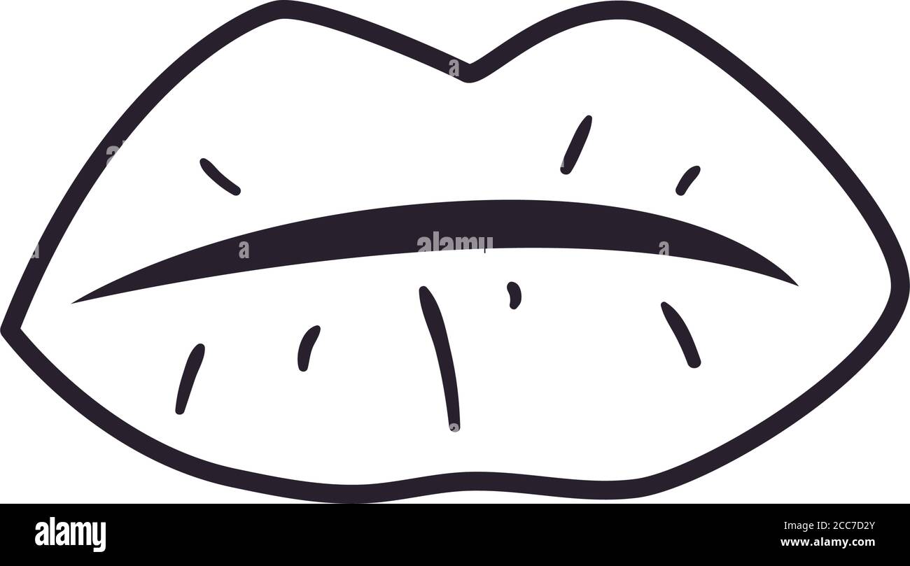 female mouth line style icon design of lips expression character ...