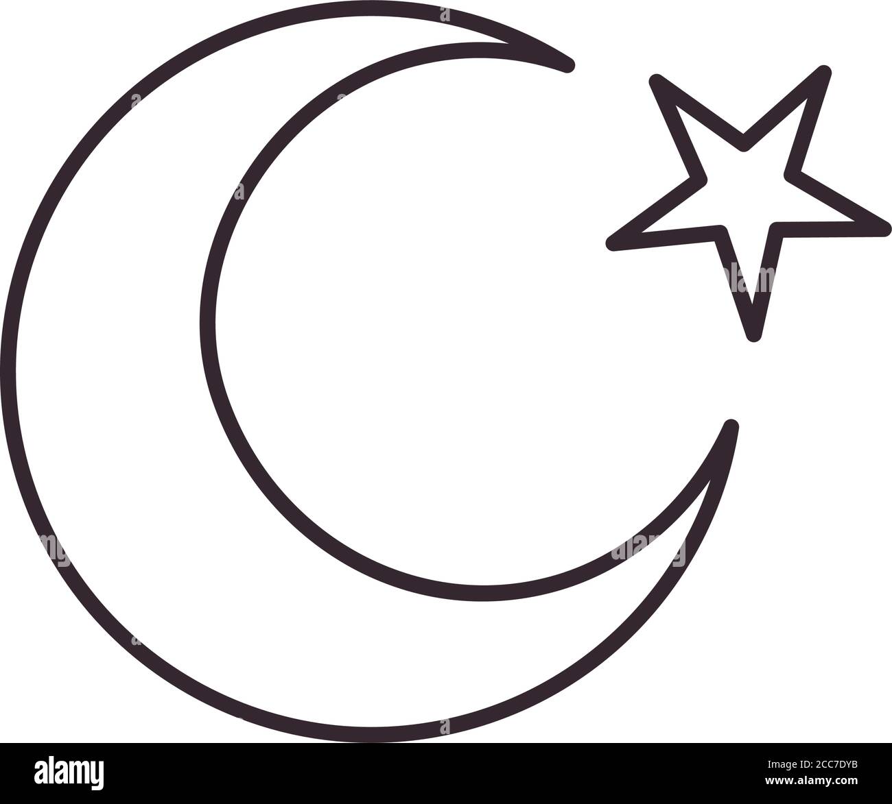Turkish moon with star line style icon design, Turkey culture travel ...