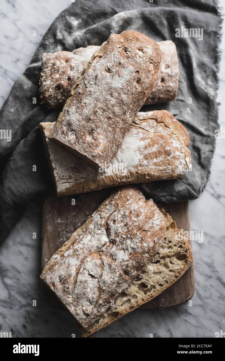 Ciabatta bread in a rustic kitchen Stock Photo - Alamy