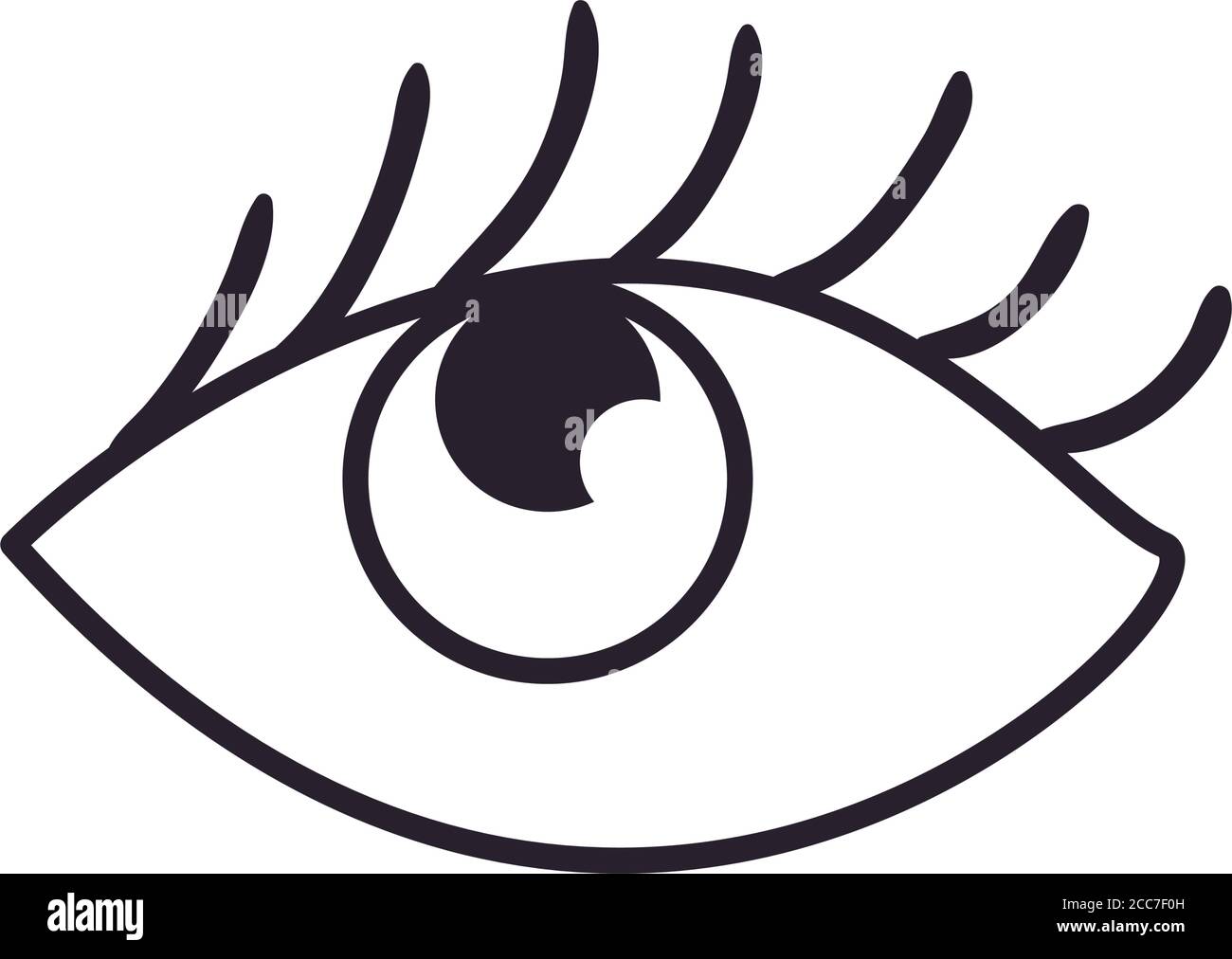 female eye line style icon design, View look vision optical human see ...