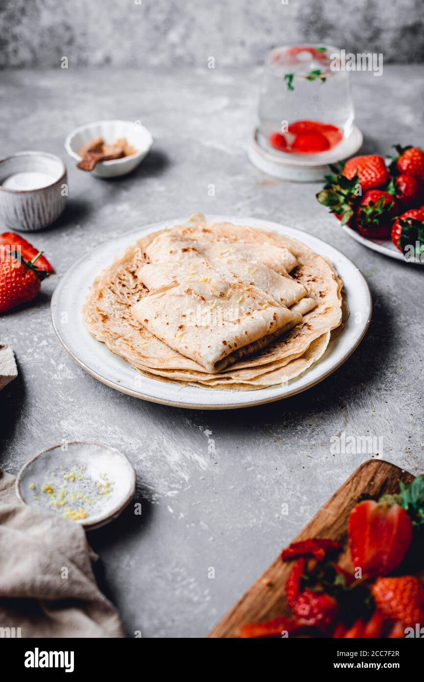 A Stack of Crepes Stock Photo - Alamy