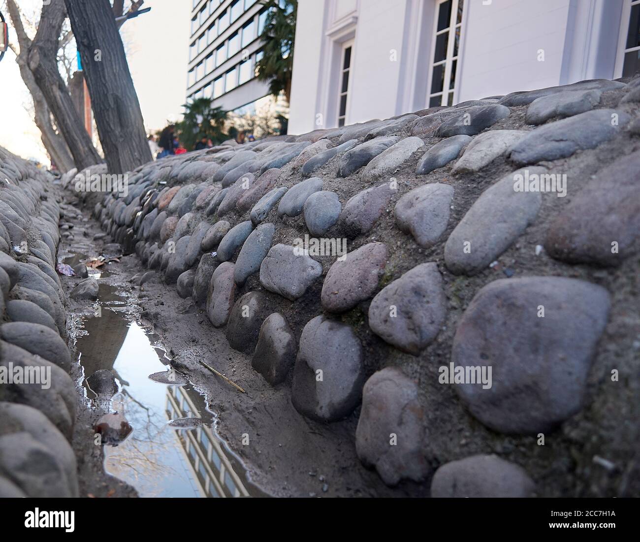 MENDOZA, ARGENTINA, June 10, 2015. Irrigation ditch, irrigation system ...