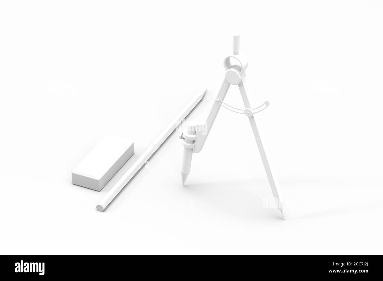 Compasses with white background, tools for drawing, 3d rendering ...