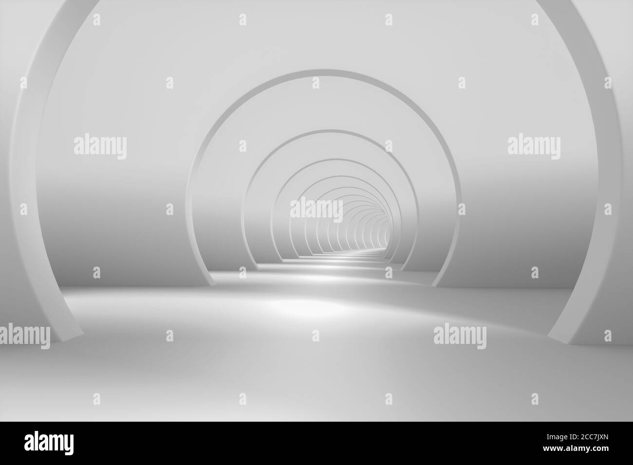 Bright white tunnel background, 3d rendering. Computer digital drawing ...