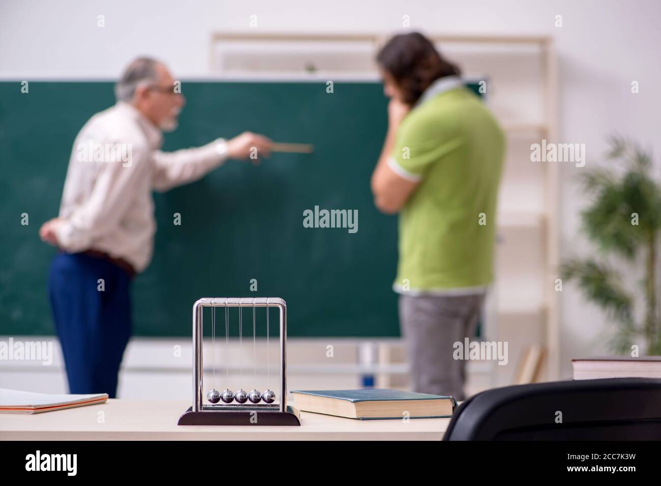 Old professor physicist and student in the classroom Stock Photo - Alamy