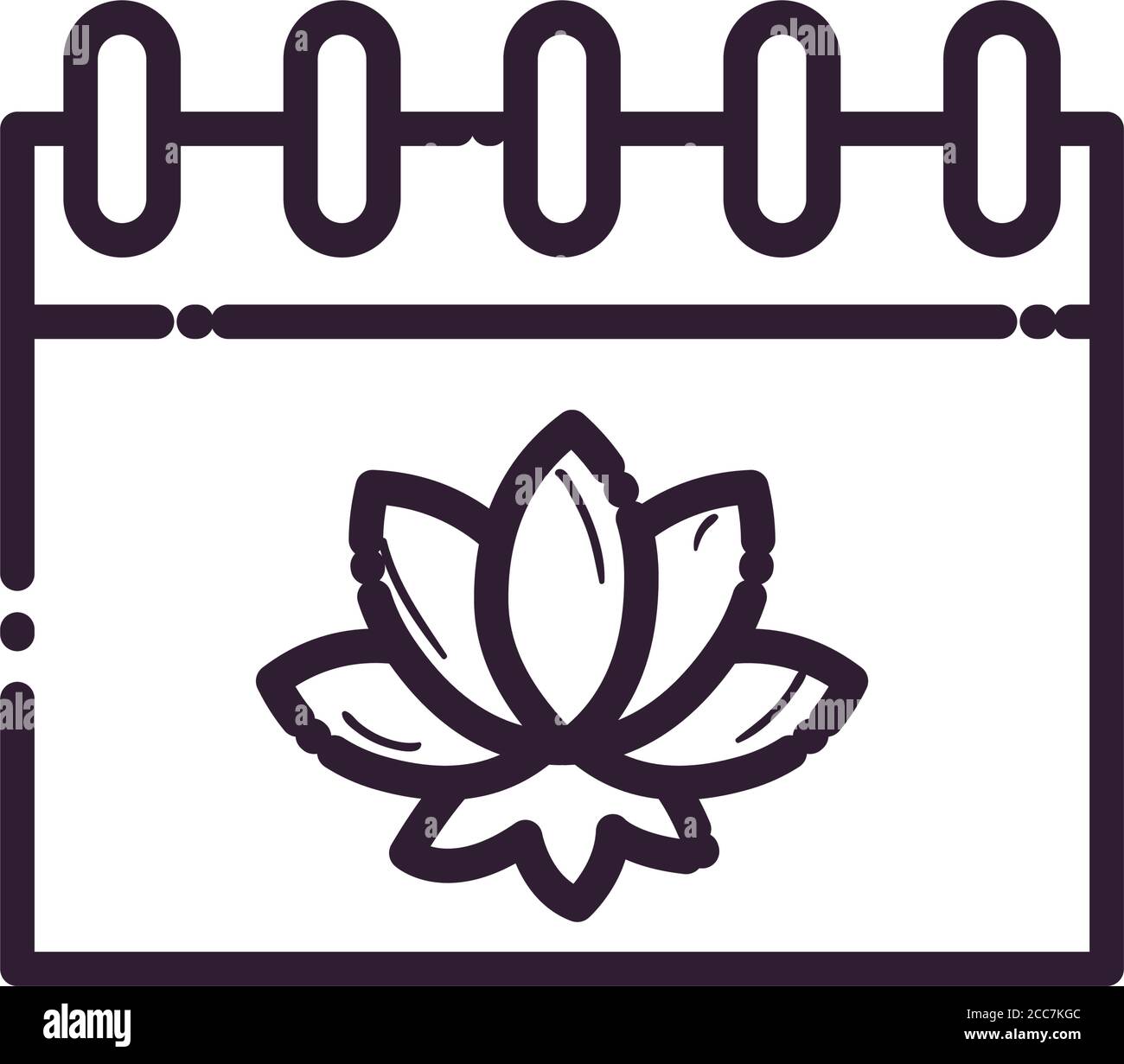 lotus flower in calendar line style icon design, natural floral nature ...