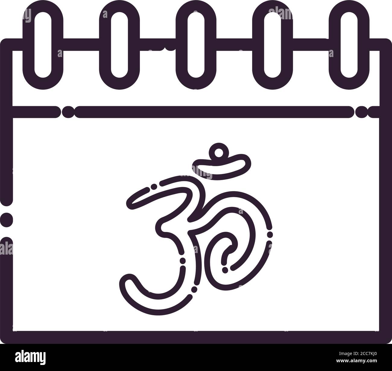 Hinduism om inside calendar line style icon design, India culture ...