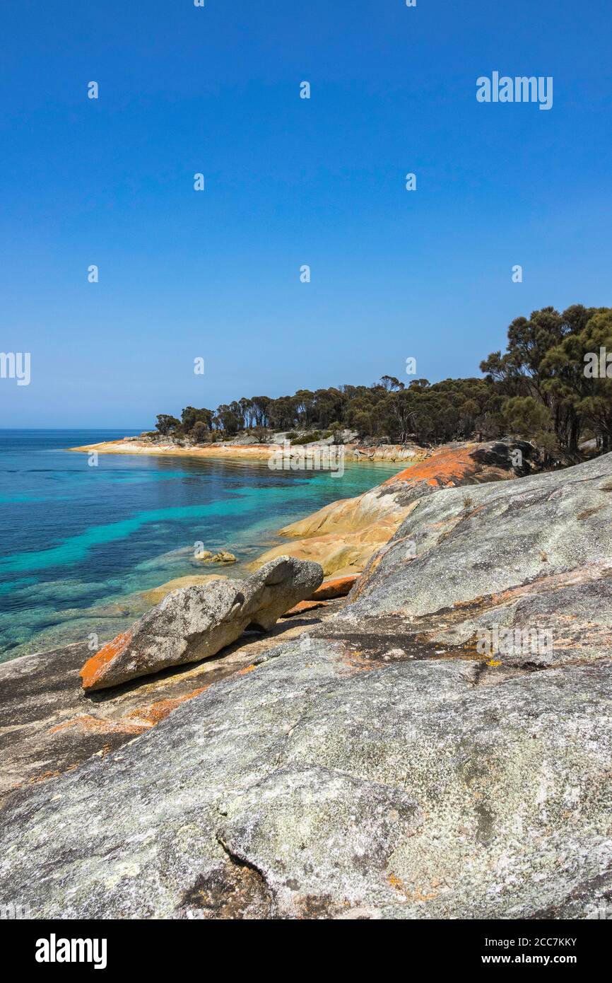 Granite formations on the coastline at Trousers Point, Flinders Island ...