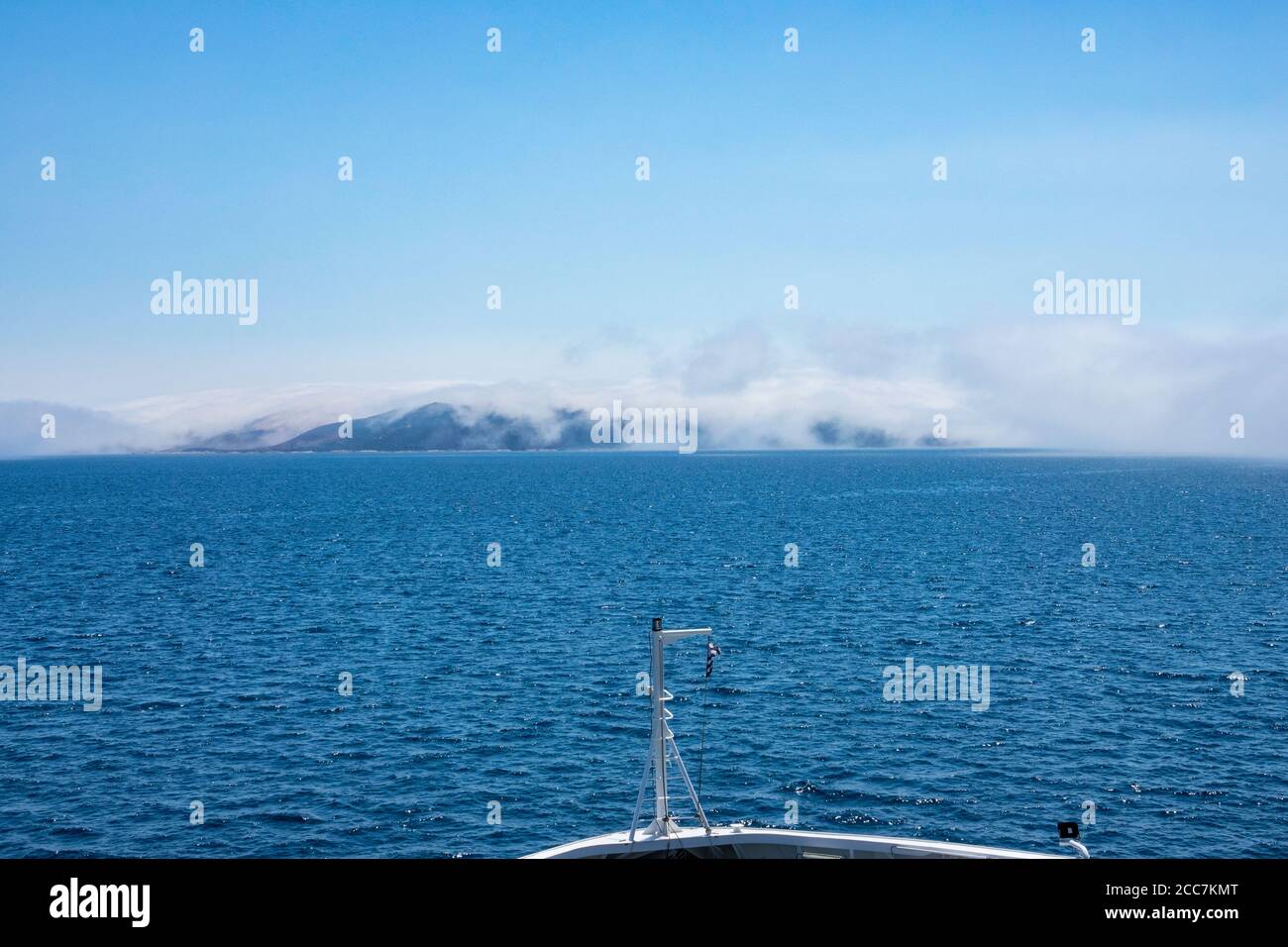 Le Laperouse approaching the fog-shrouded Prime Seal Island, Furneaux ...