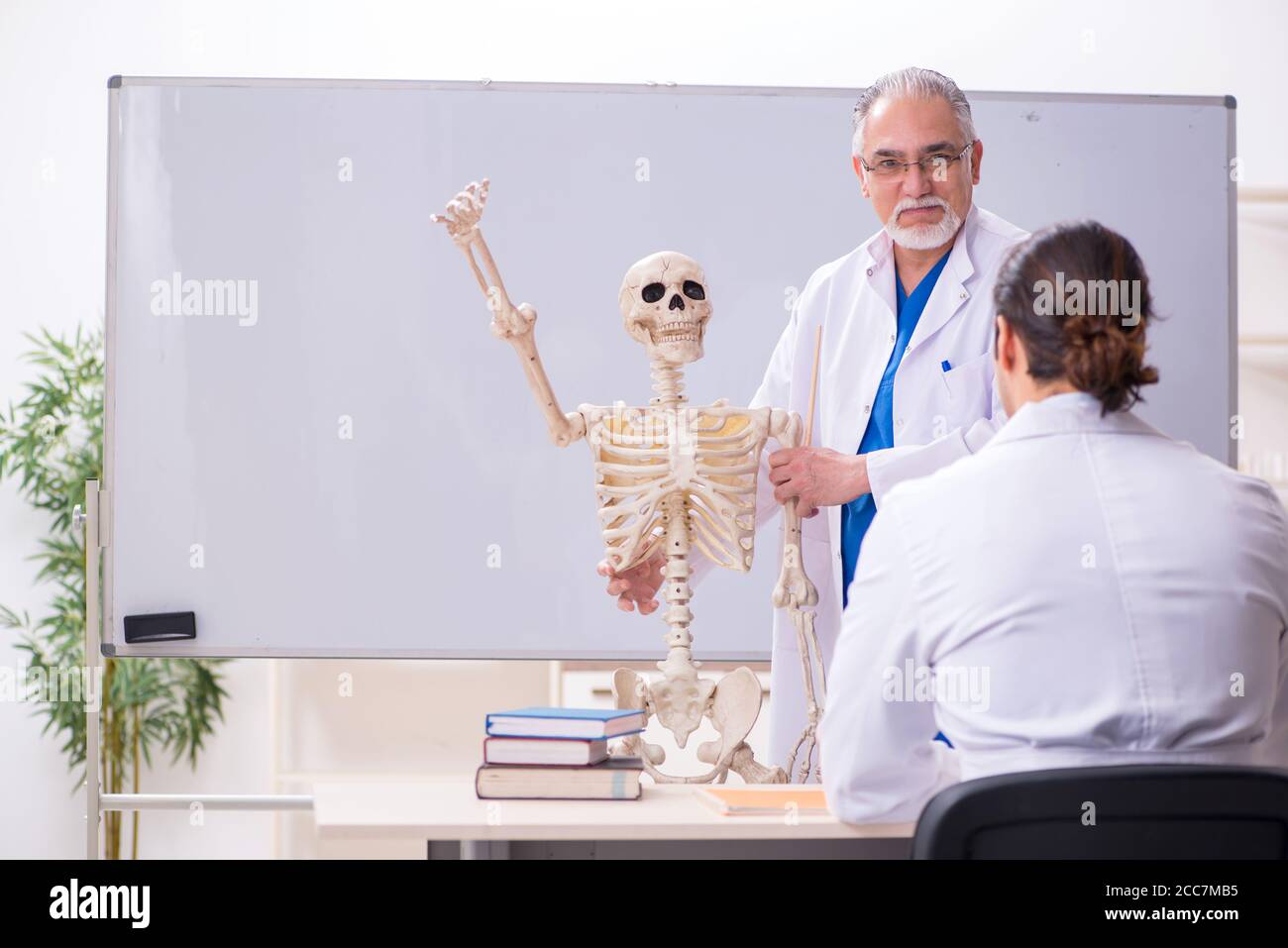 Experienced doctor surgeon teaching young assistant Stock Photo - Alamy