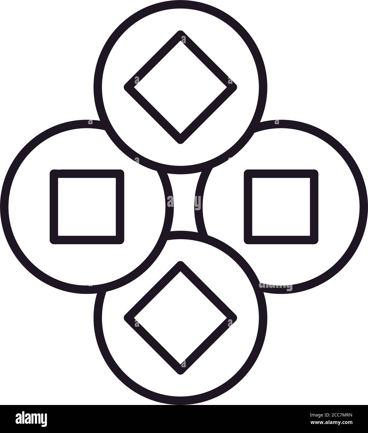 Chinese geometric circles line style icon design, China culture asia ...