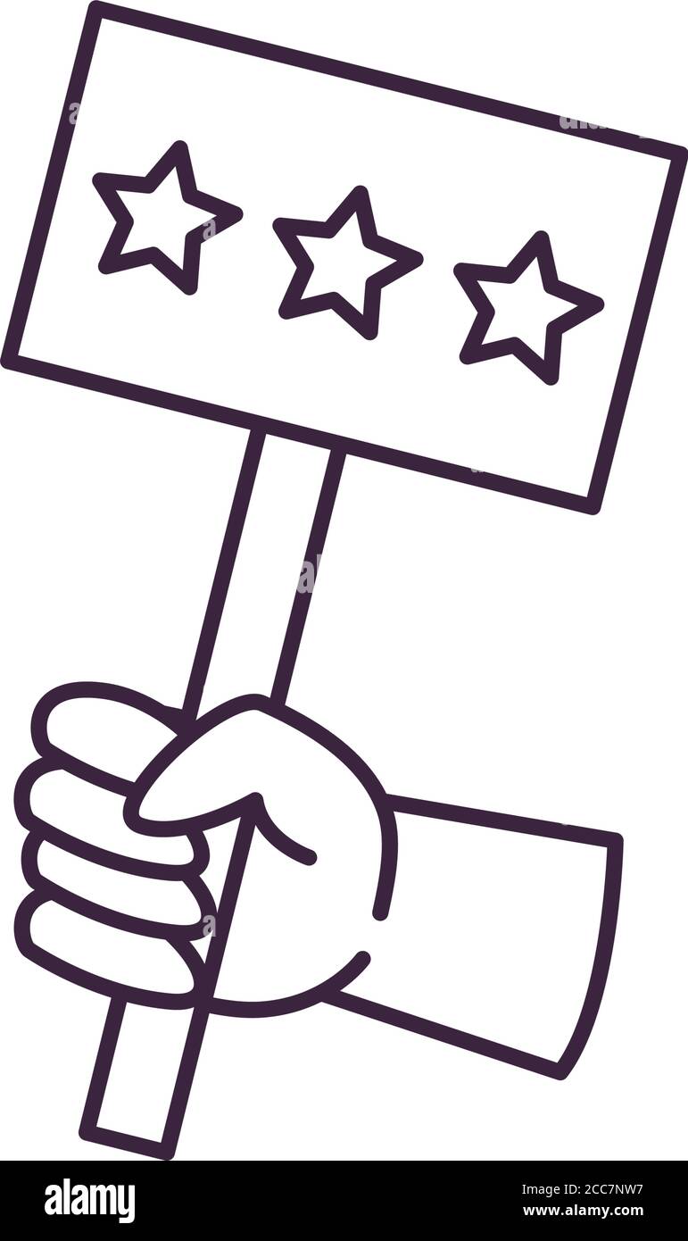 hand holding banner with stars line style icon design, President ...