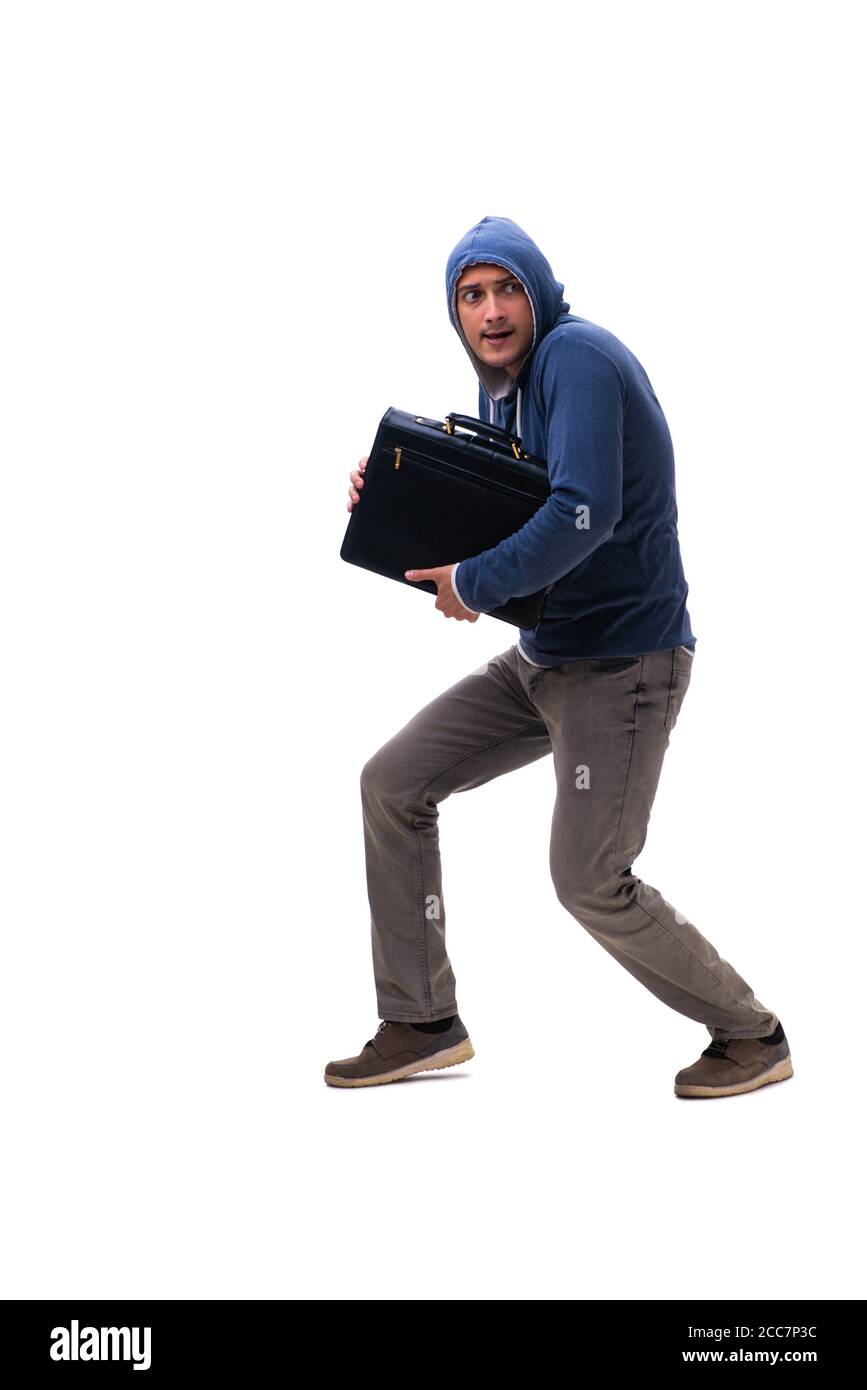 Young male bandit isolated on white background Stock Photo - Alamy