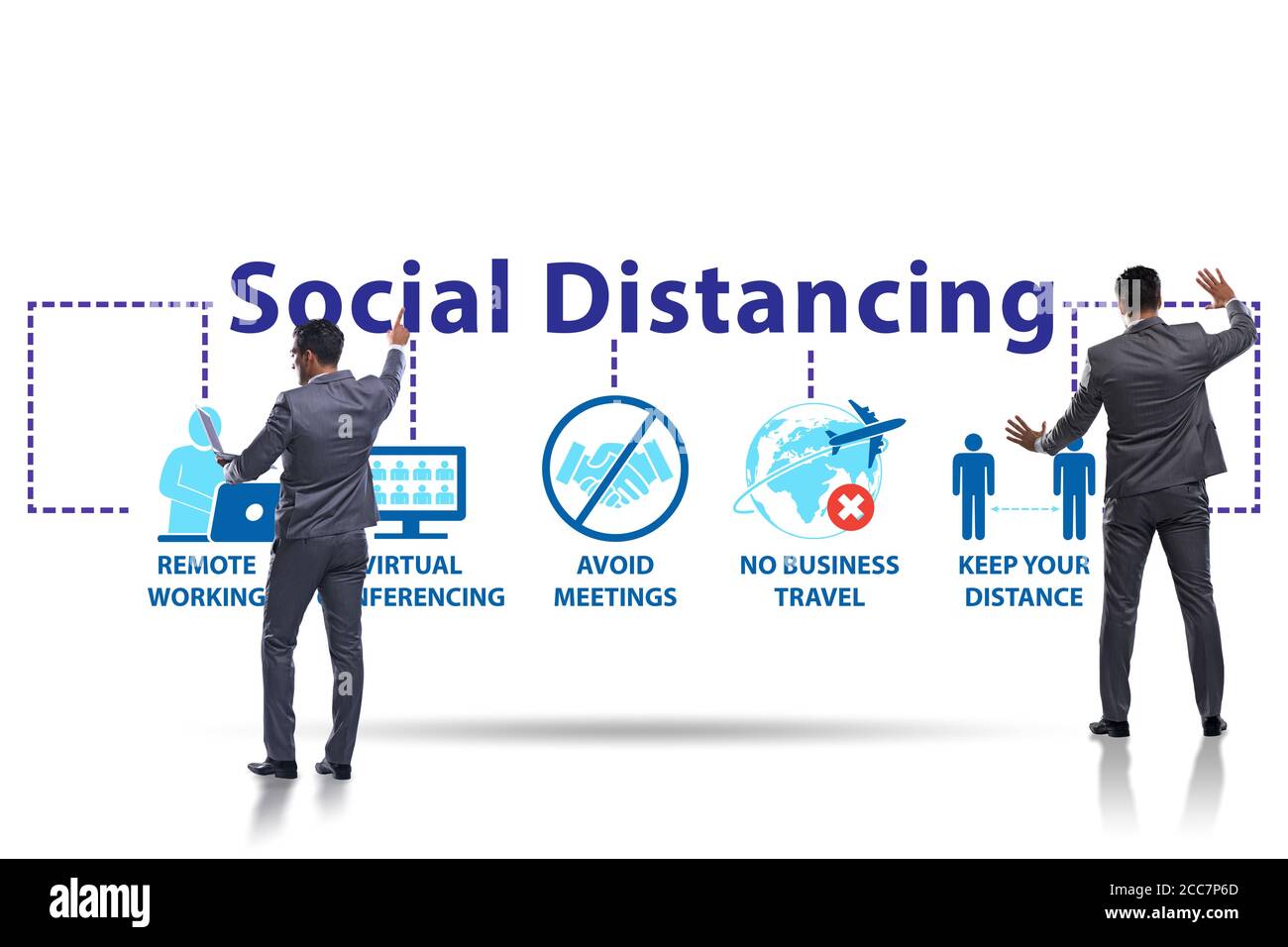 Concept of the office social distancing during covid-19 pandemic Stock ...