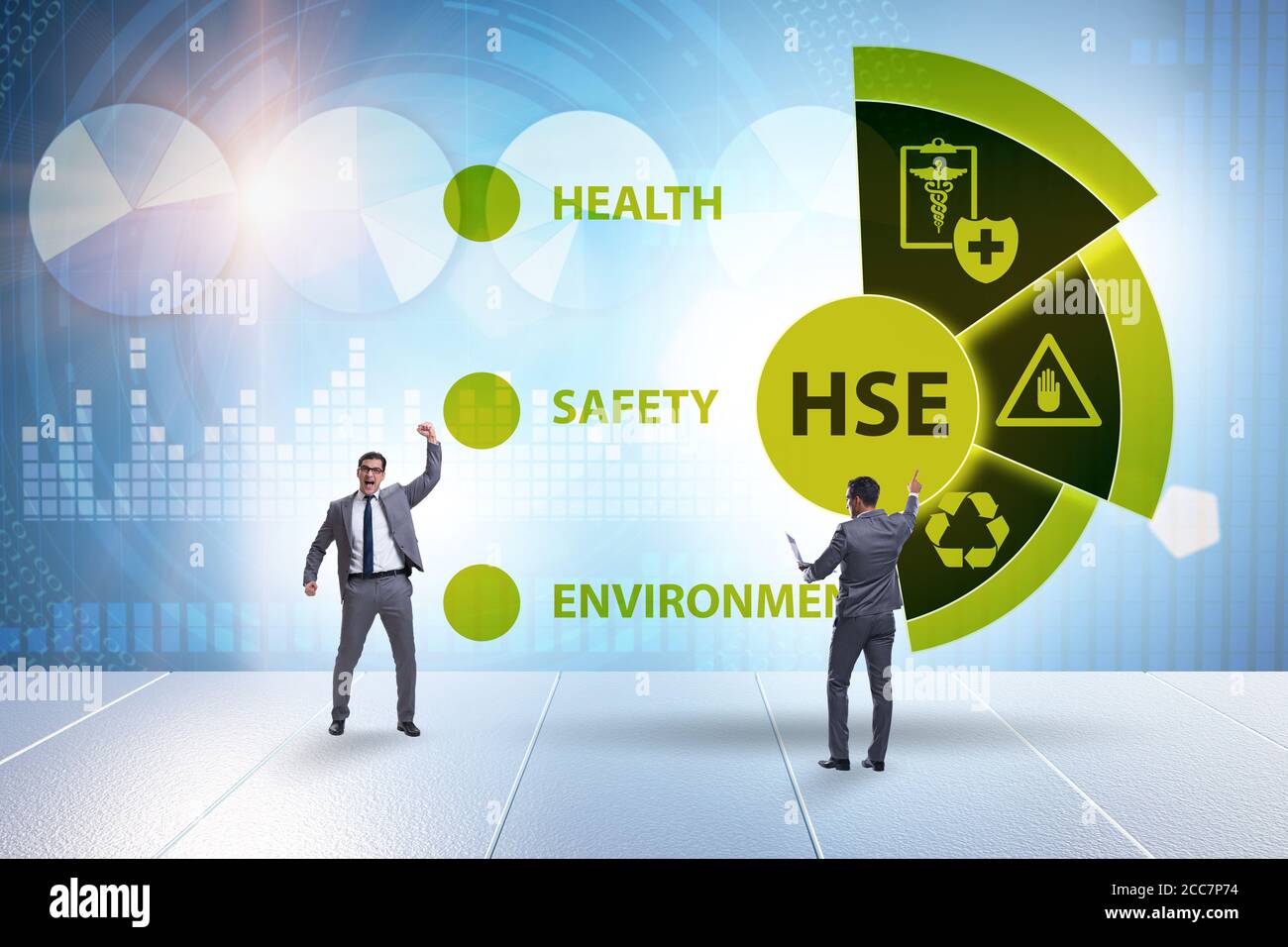 HSE concept for health safety environment with the businessman Stock ...