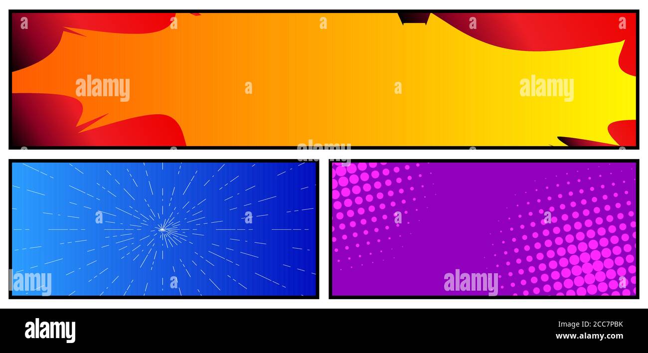 Comic book page style background, banner template in pop-art colorful ...