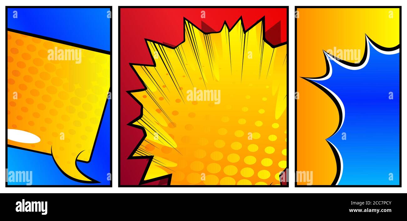 Comic book page style background, banner template in pop-art colorful ...