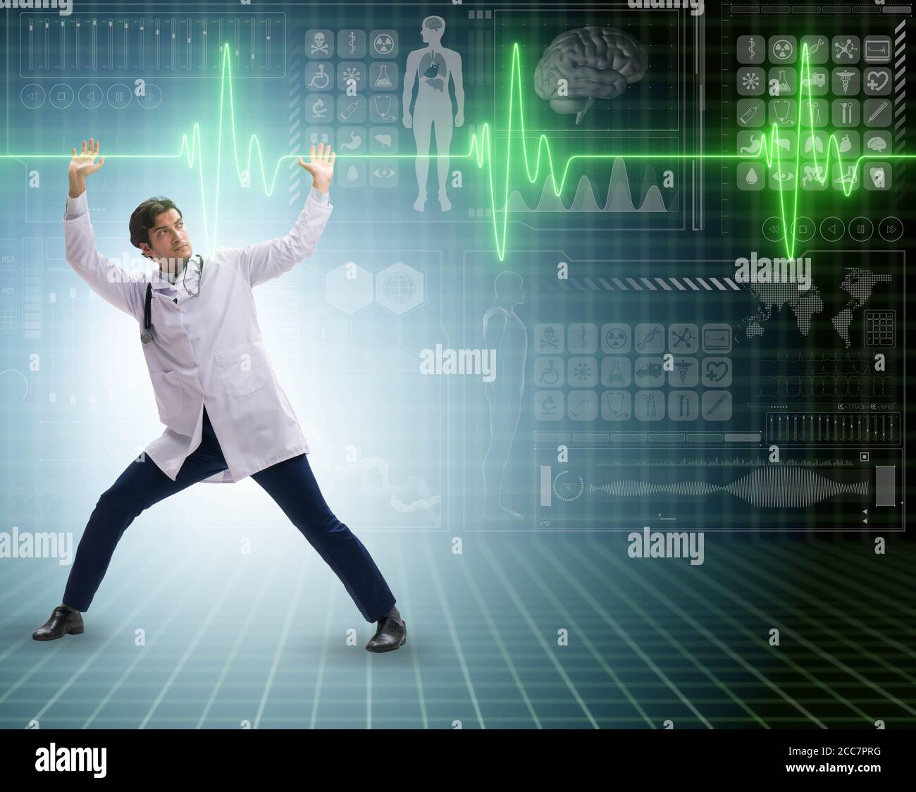 The doctor cardiologist supporting cardiogram heart line Stock Photo ...