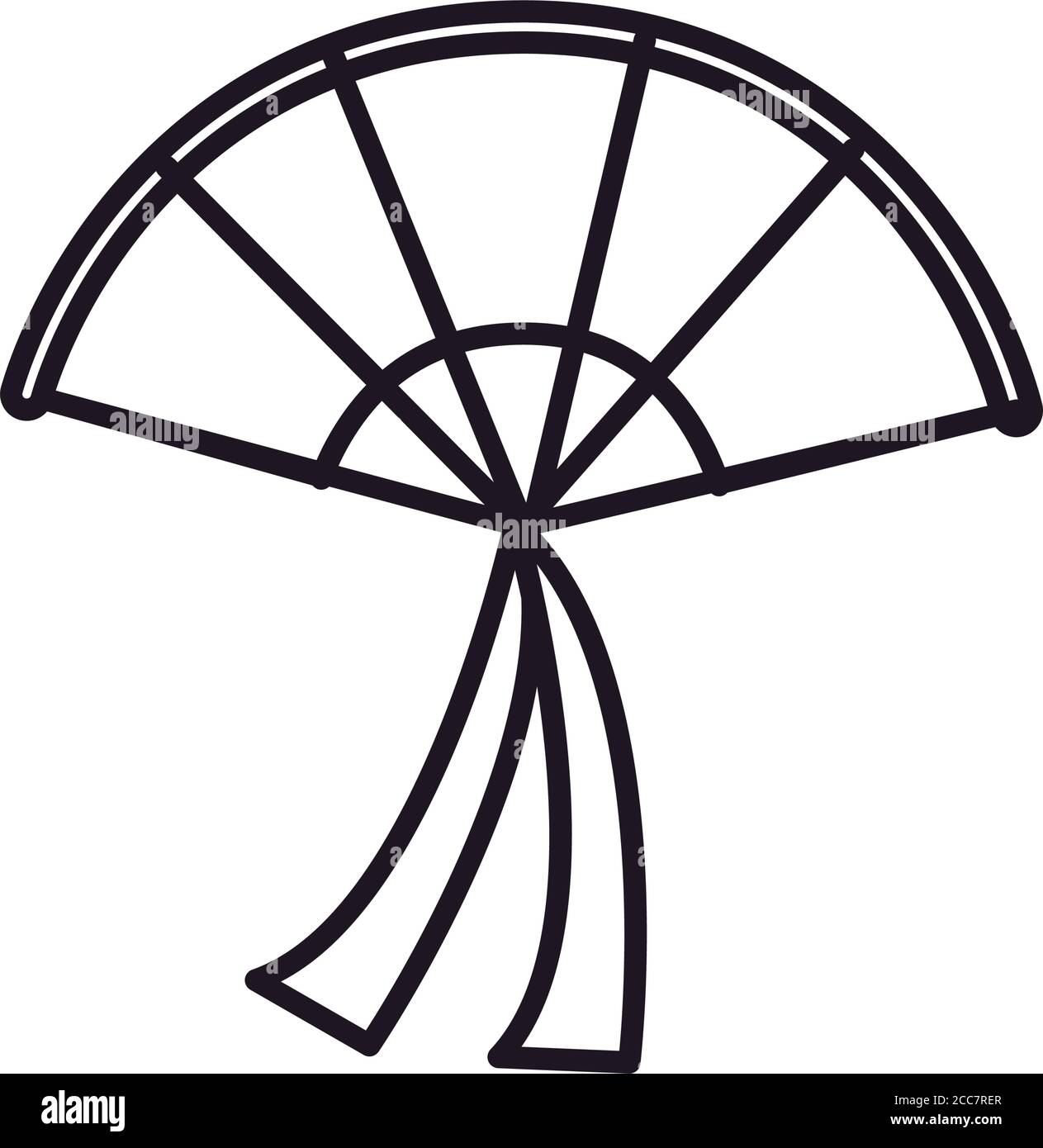 Chinese hand fan line style icon design, China culture asia and ...