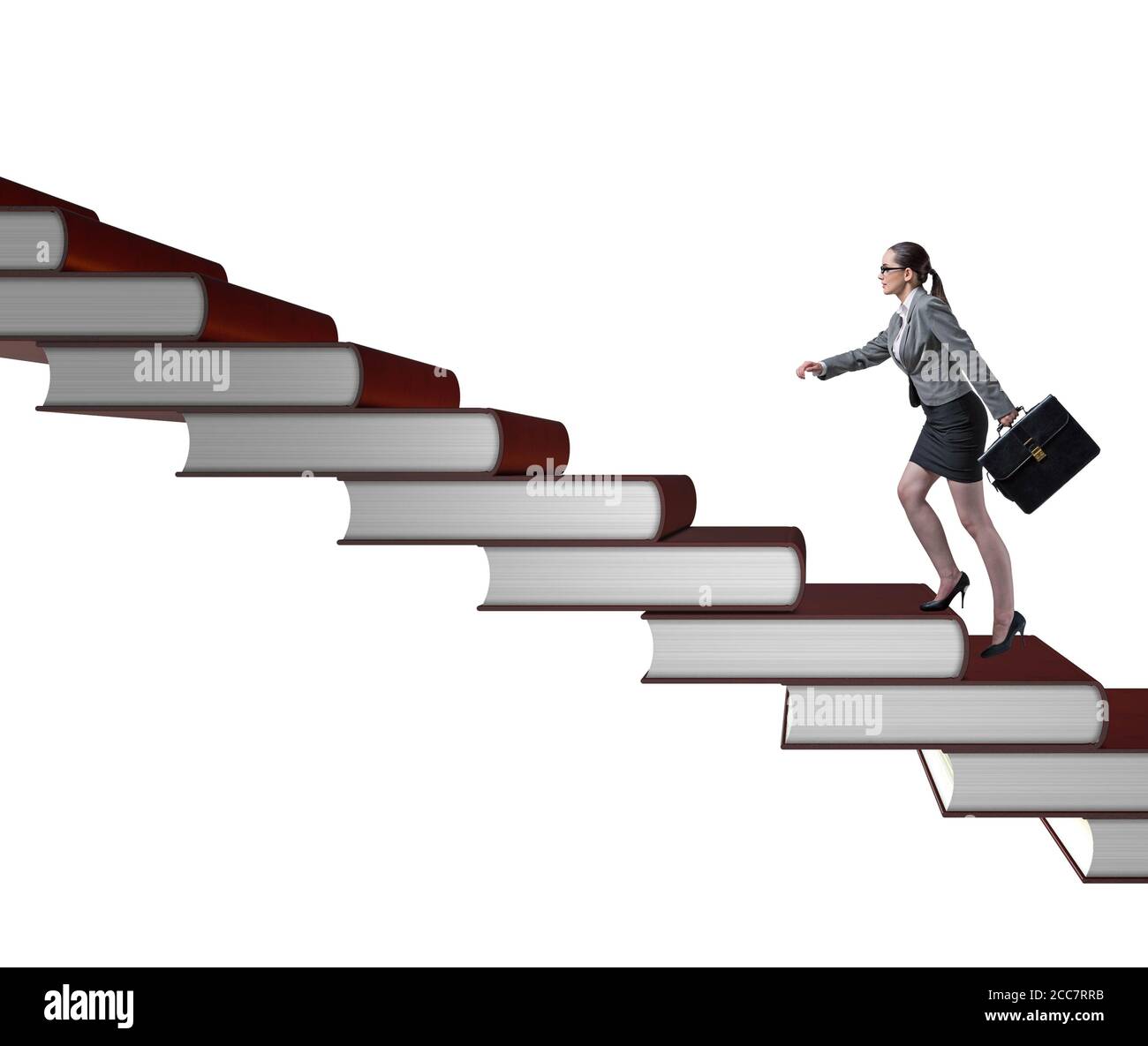 The businesswoman student climbing the ladder of education books Stock ...