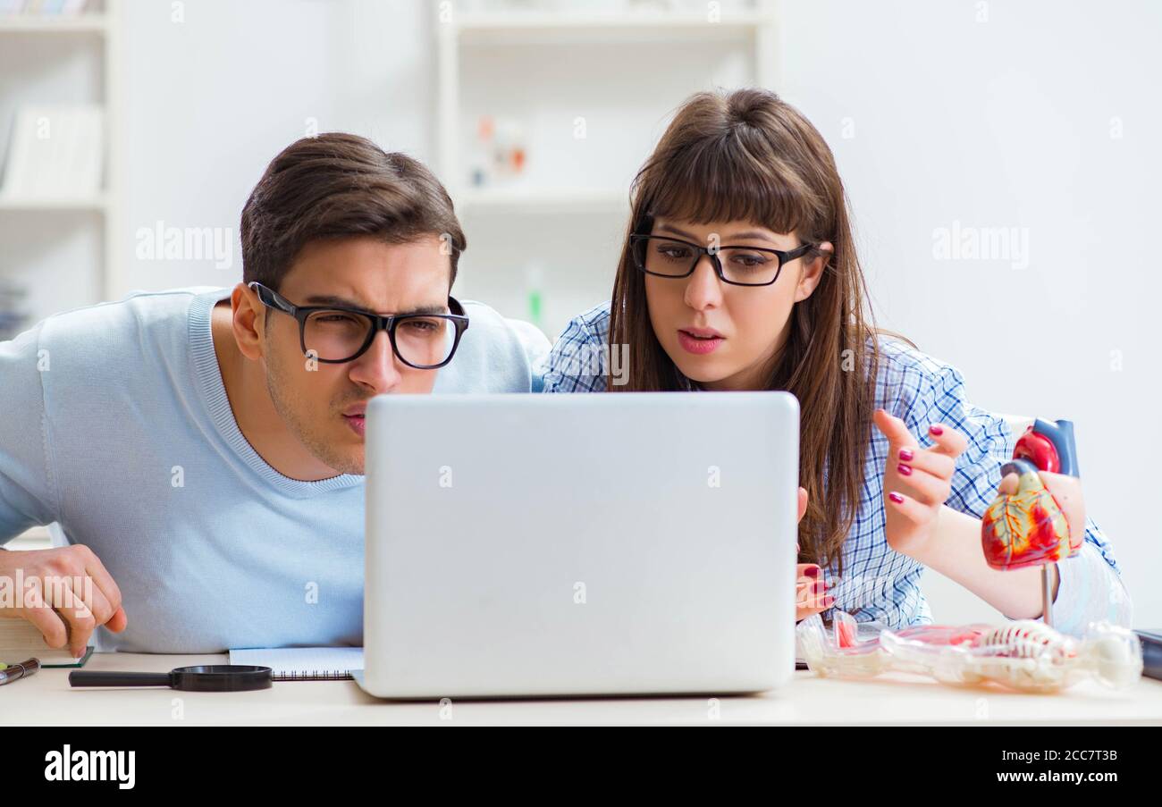 The two medical students studying in classroom Stock Photo - Alamy