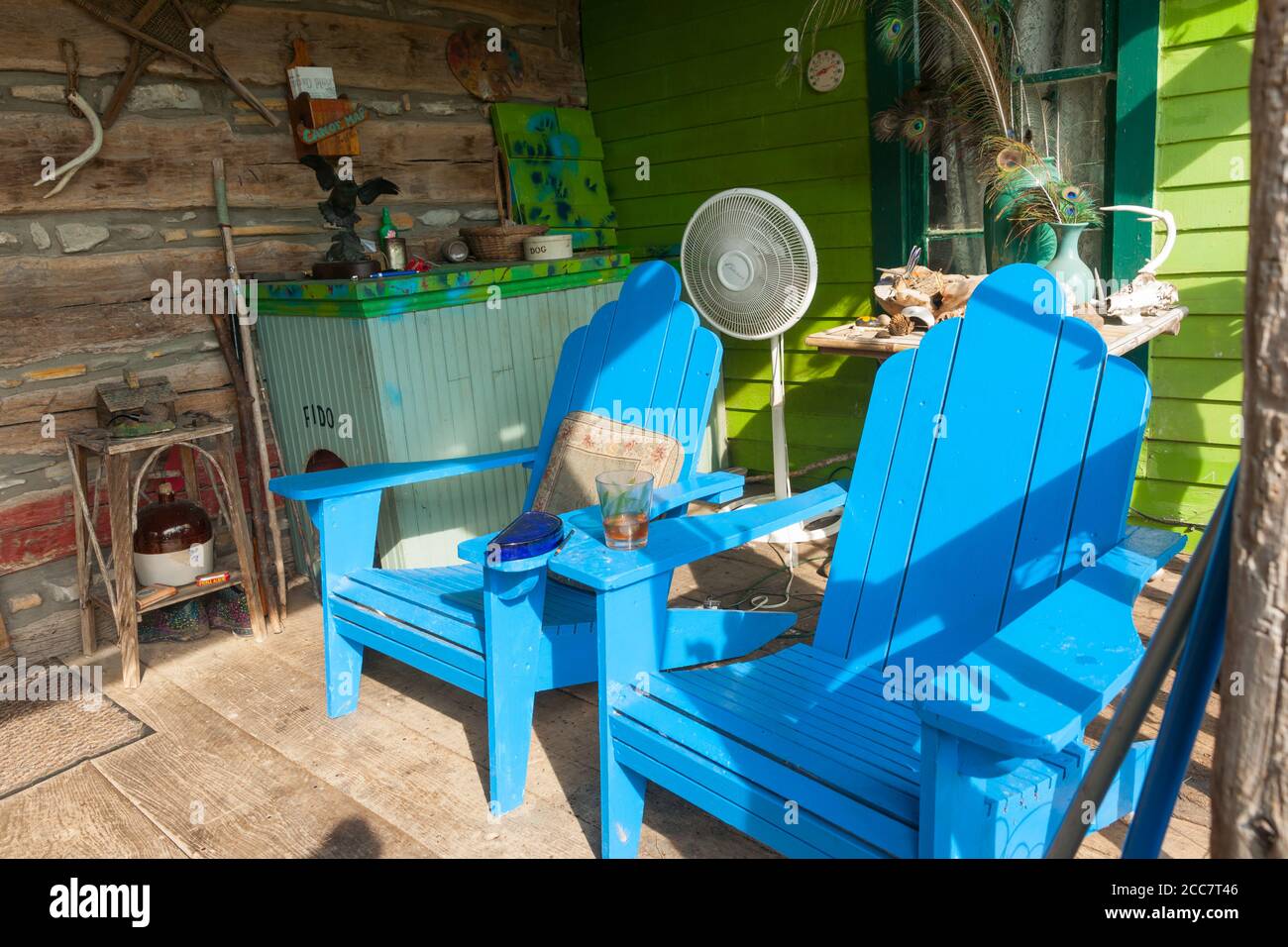 Carthage USA - September 7 2015; Colorful cluttered rustic farmhouse ...