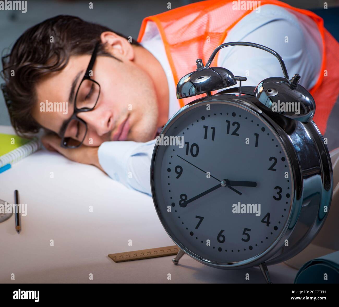 The sleeping architect after late long hours Stock Photo - Alamy